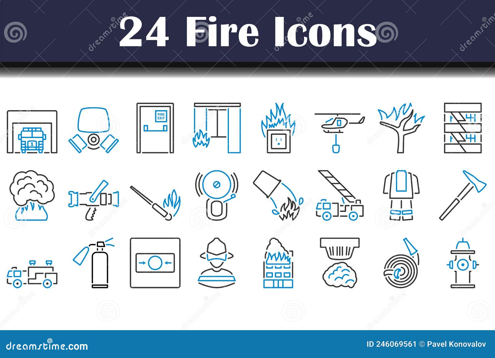 Fire Icon Set stock vector. Illustration of heat, danger - 246069561