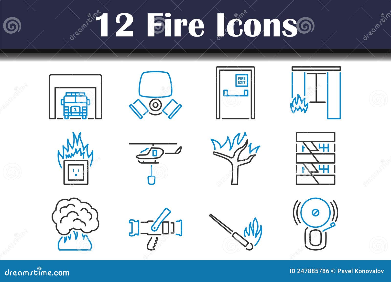 Fire Icon Set stock vector. Illustration of fire, protection - 247885786
