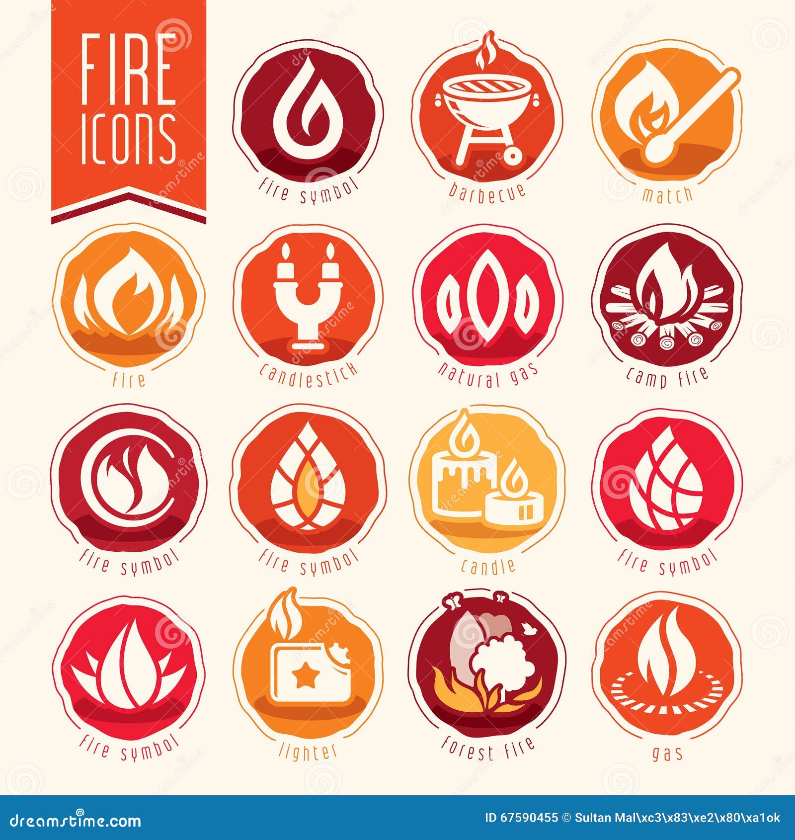 Fire icon set stock vector. Illustration of black, button - 67590455