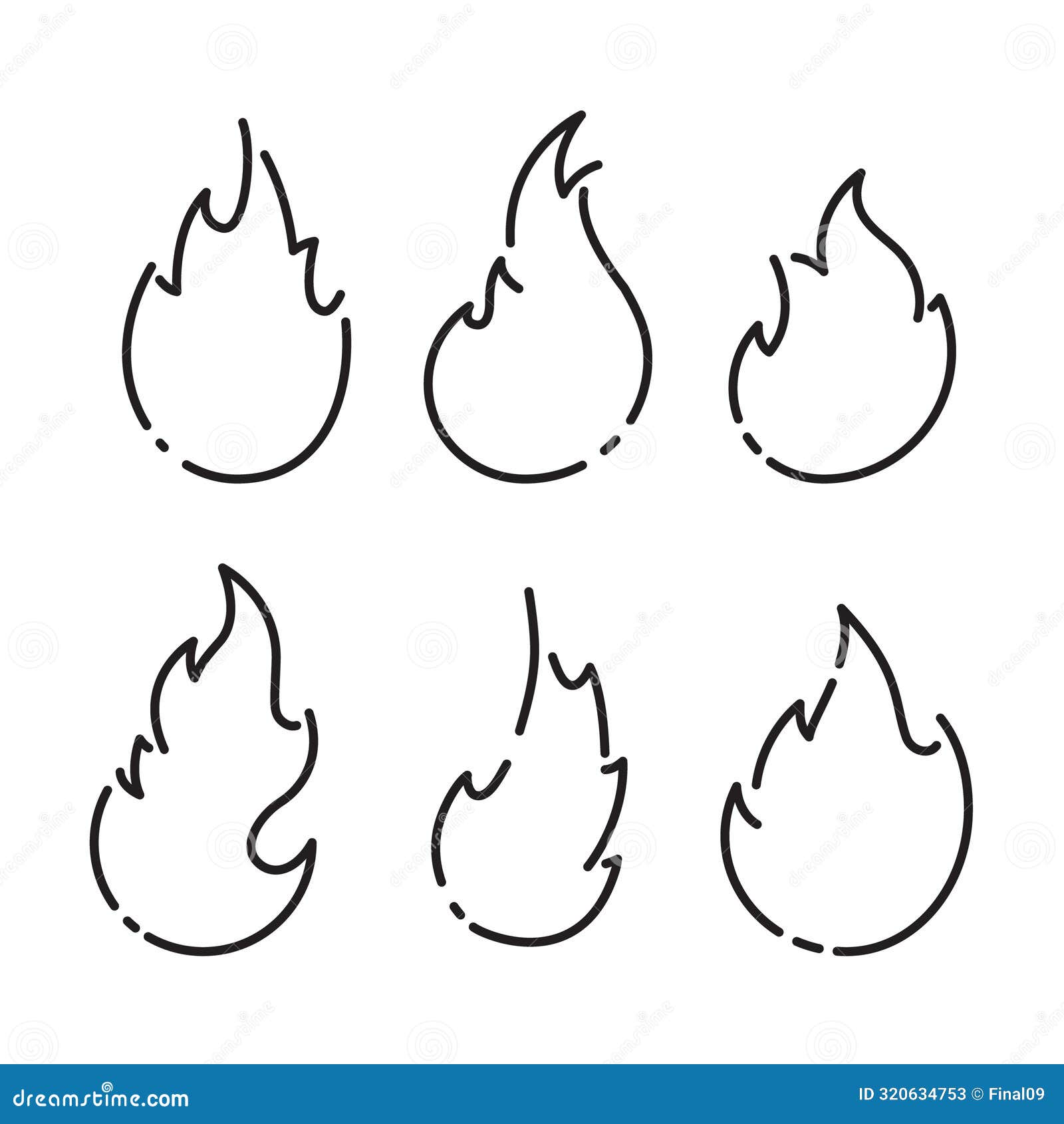 Fire Icon Set, Red Color. Symbol or Emblem Fire Silhouette. Stock ...