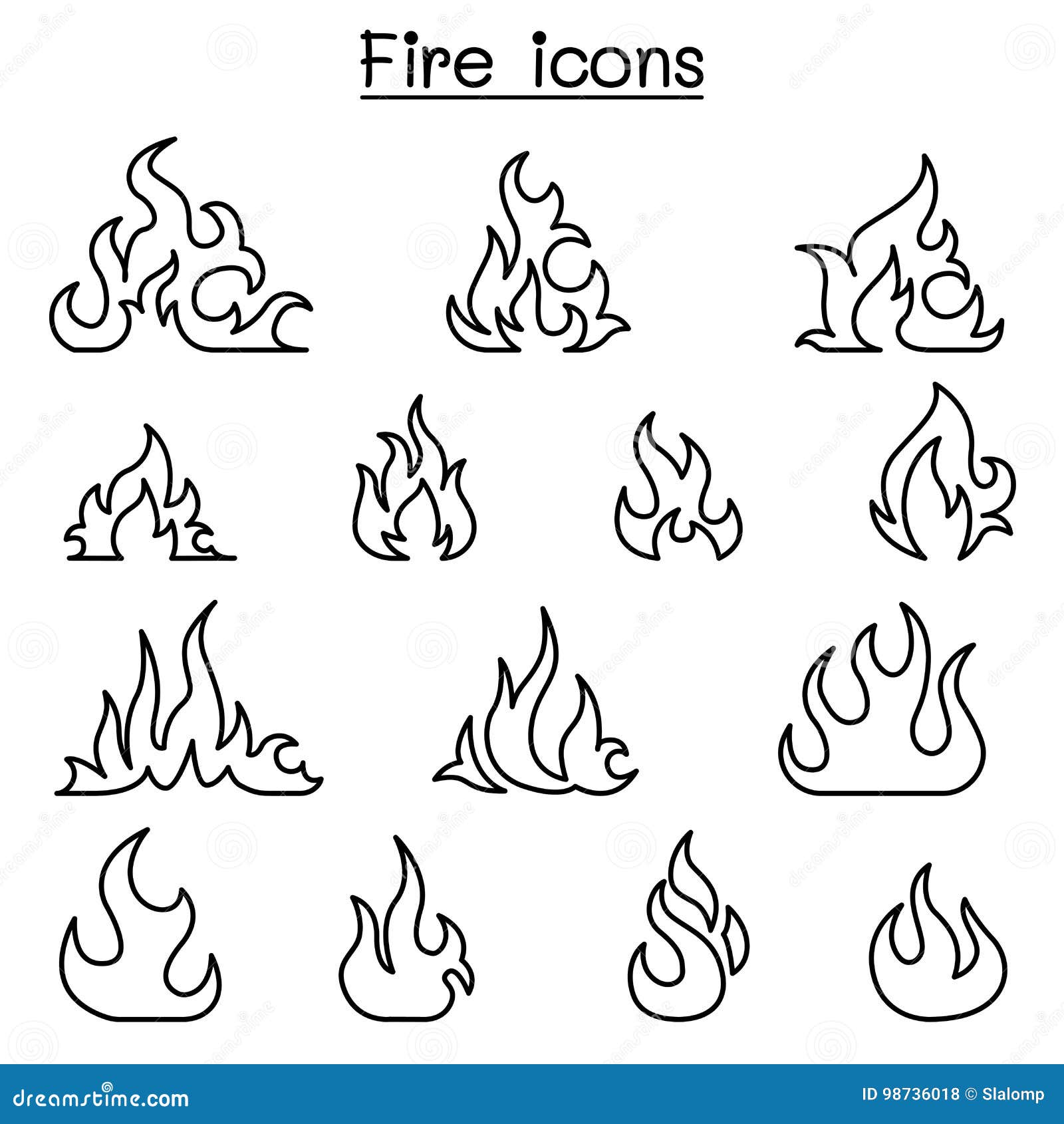 Fire Icon Set in Thin Line Style Stock Vector - Illustration of fiery ... Fire Icon Set in Thin Line Style Stock Vector - Illustration of fiery ...
