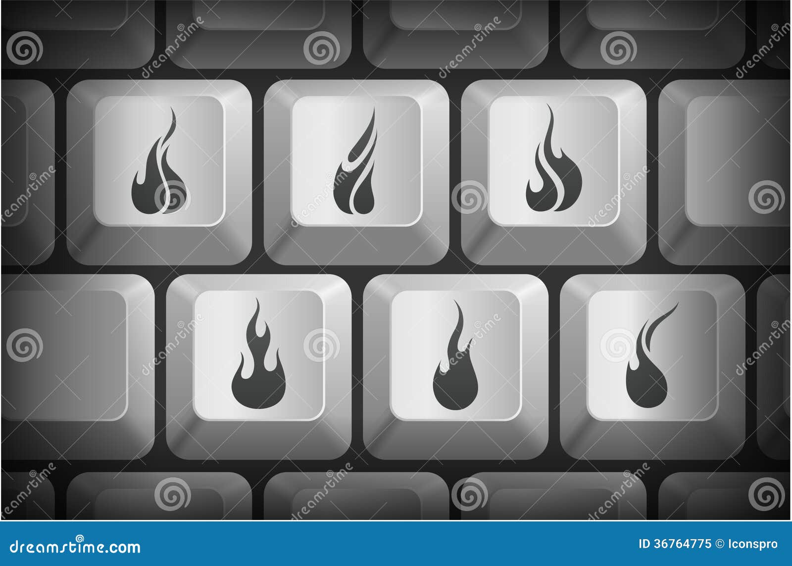 Fire Icons on Computer Keyboard Buttons Stock Illustration ...