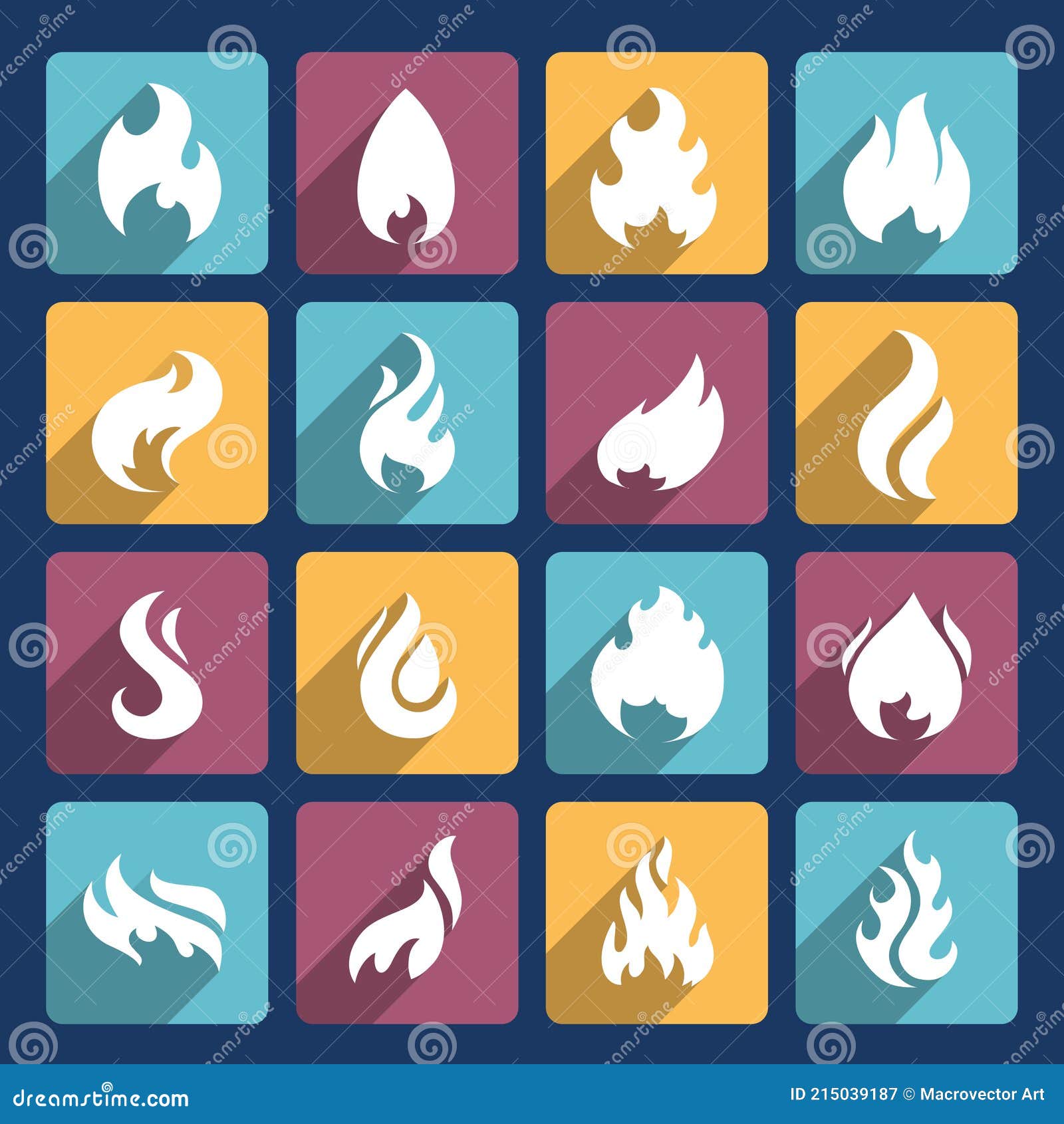 Fire Icons Set stock vector. Illustration of fireball - 215039187