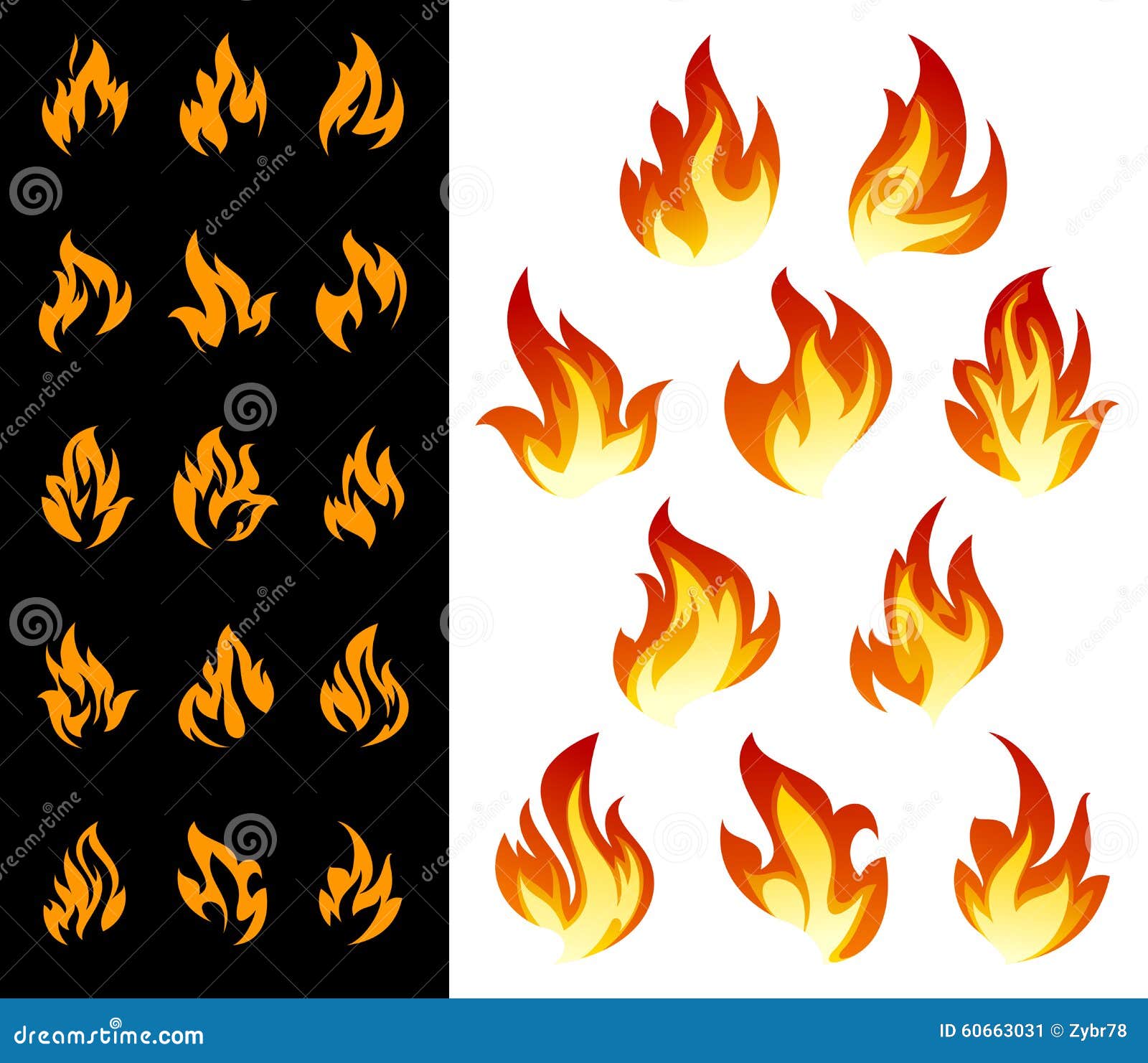 Fire icons set stock vector. Illustration of illustrations - 60663031