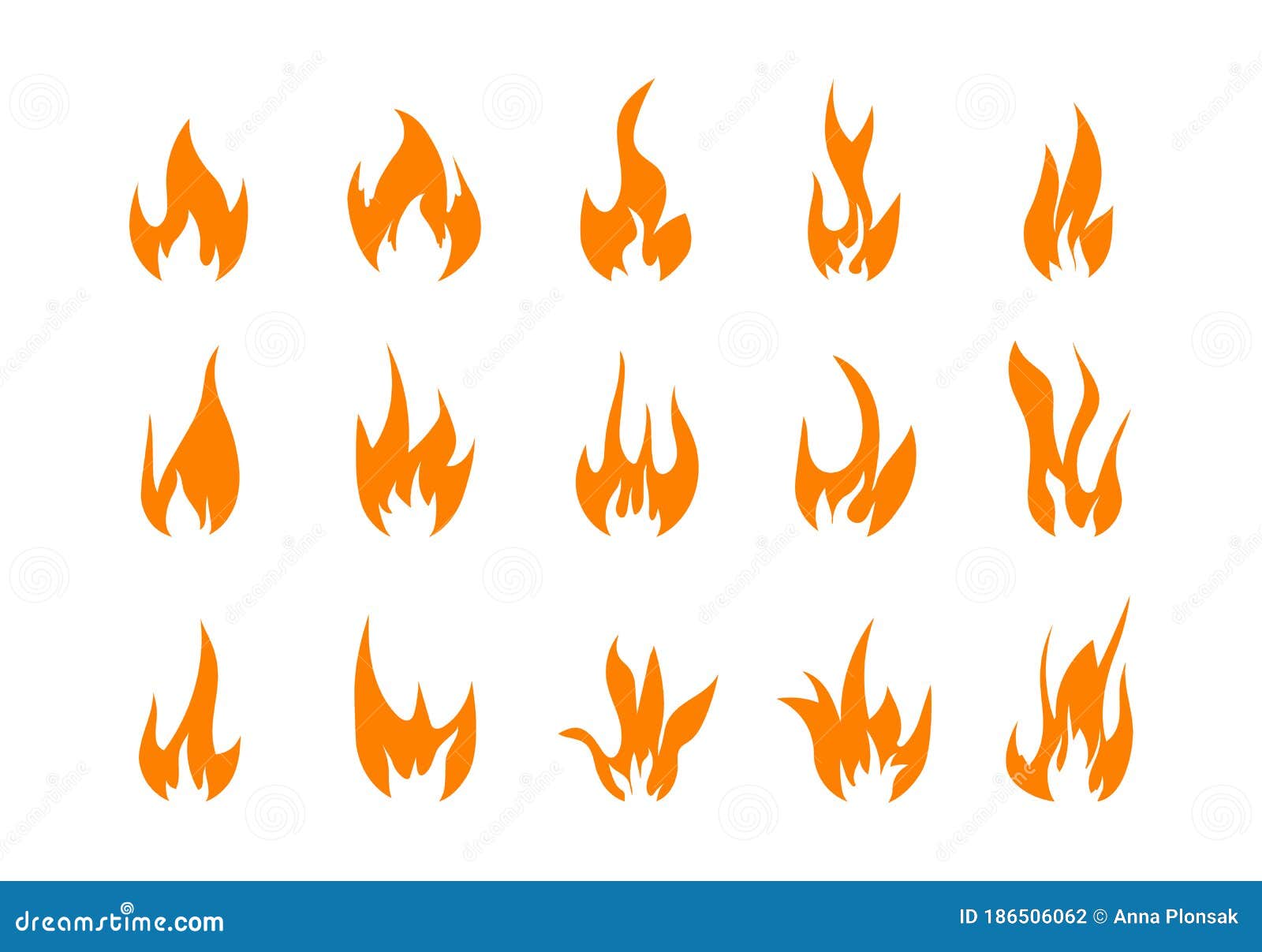 Fire Icons. Fire of Various Shapes. Vector Icons Stock Illustration ...