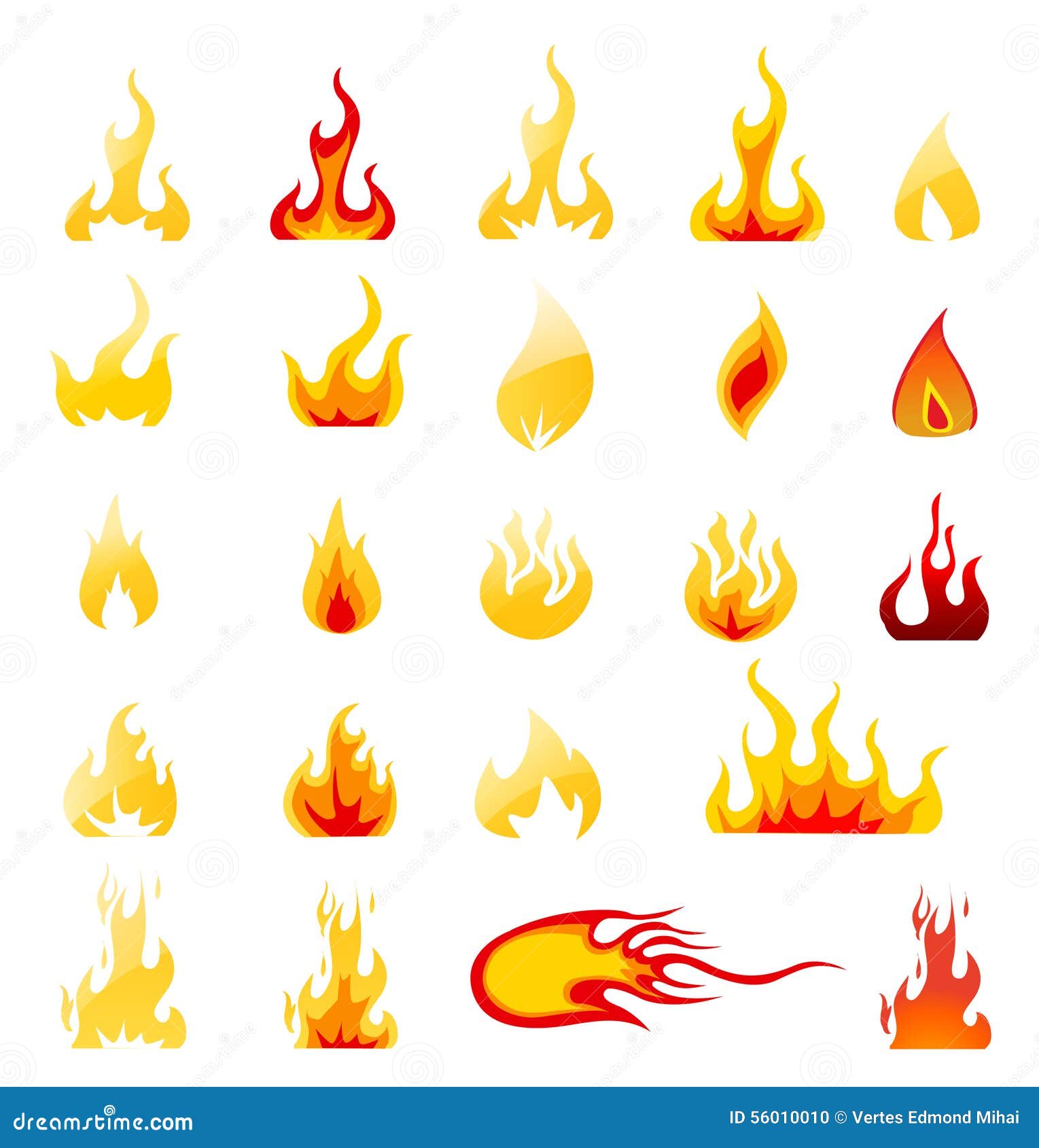 Fire Icons. Burning Flame Silhouette Logos, Simple Fire Symbols For Hot ...