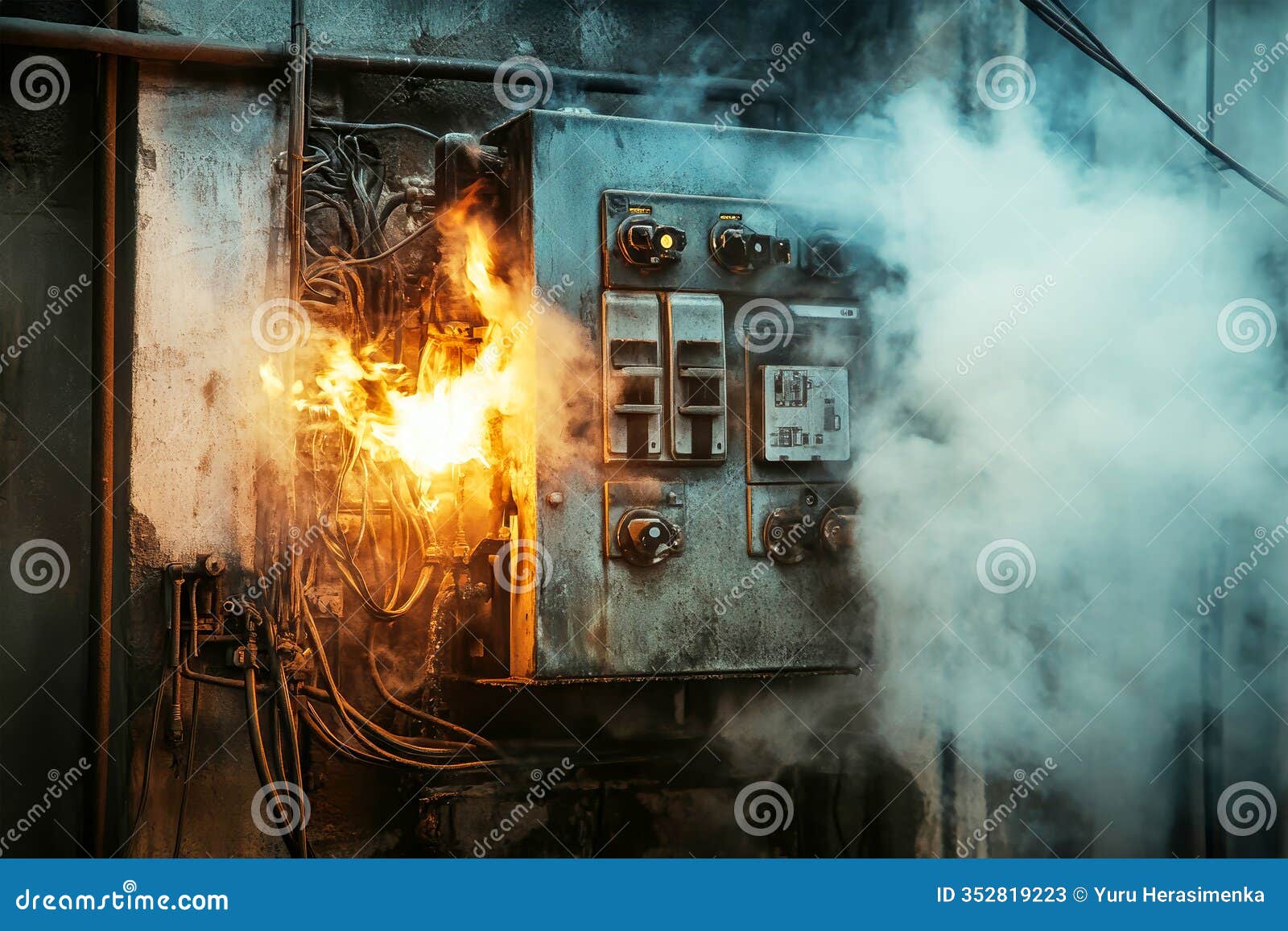 Fire Ignites within Open Electrical Panel As Wires Burn and Smoke ...