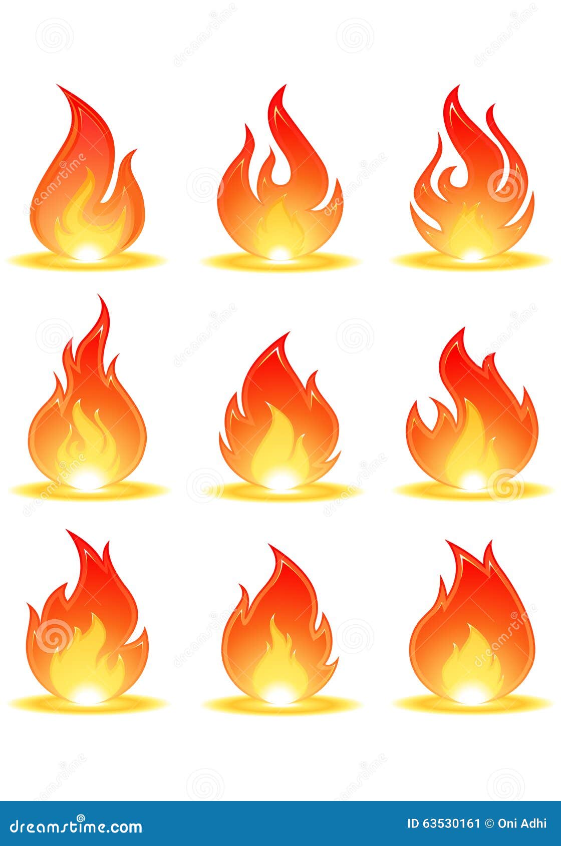 Fire Illustrations Set Stock Illustration - Image: 63530161
