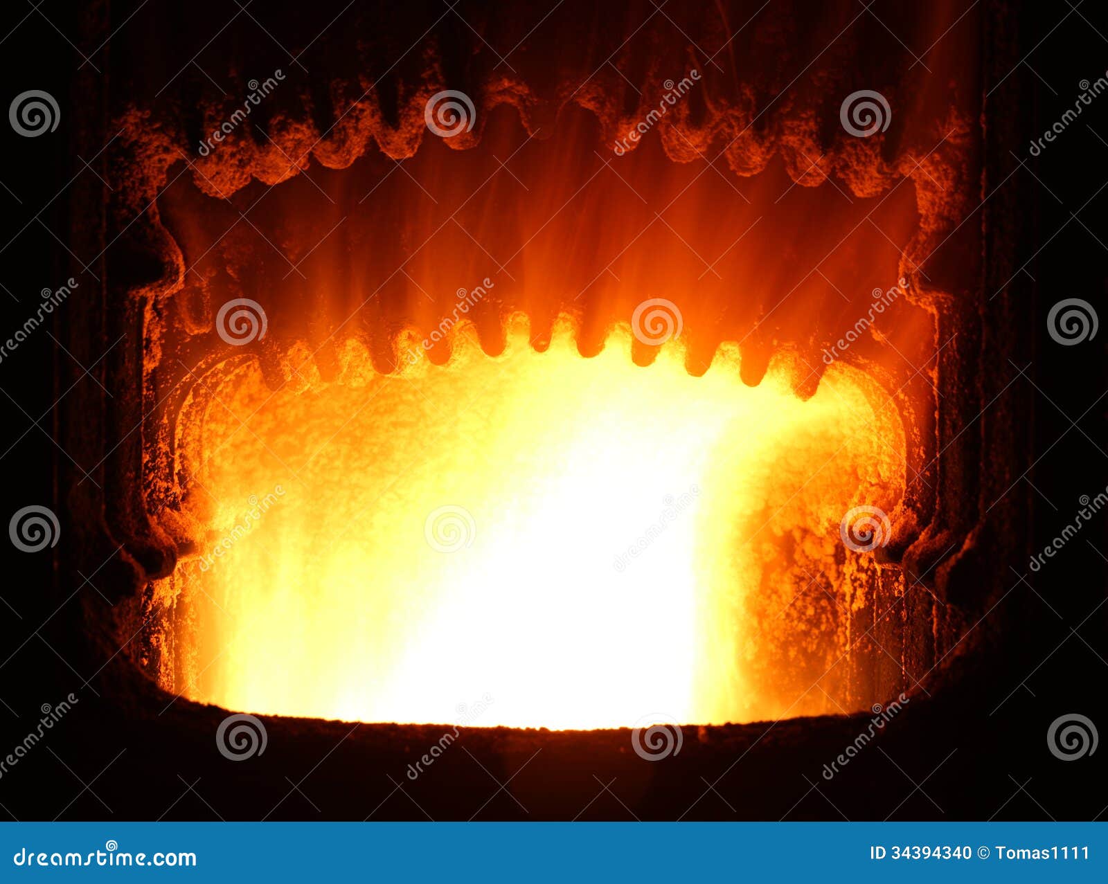 Fire in industrial furnace stock photo. Image of embers - 34394340