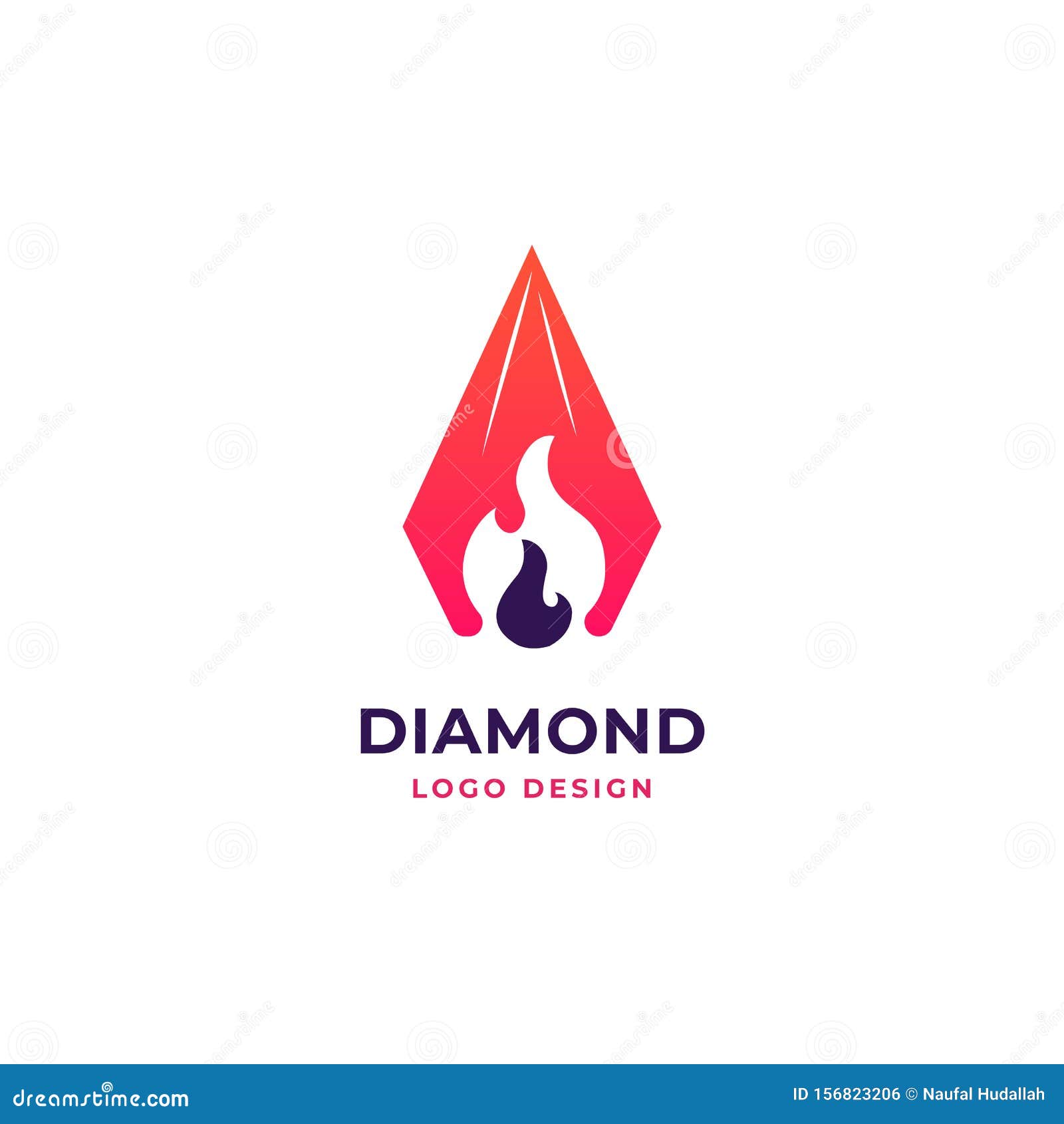 Fire Inside Diamond Creative Logo Design. Flame and Stone Vector ...
