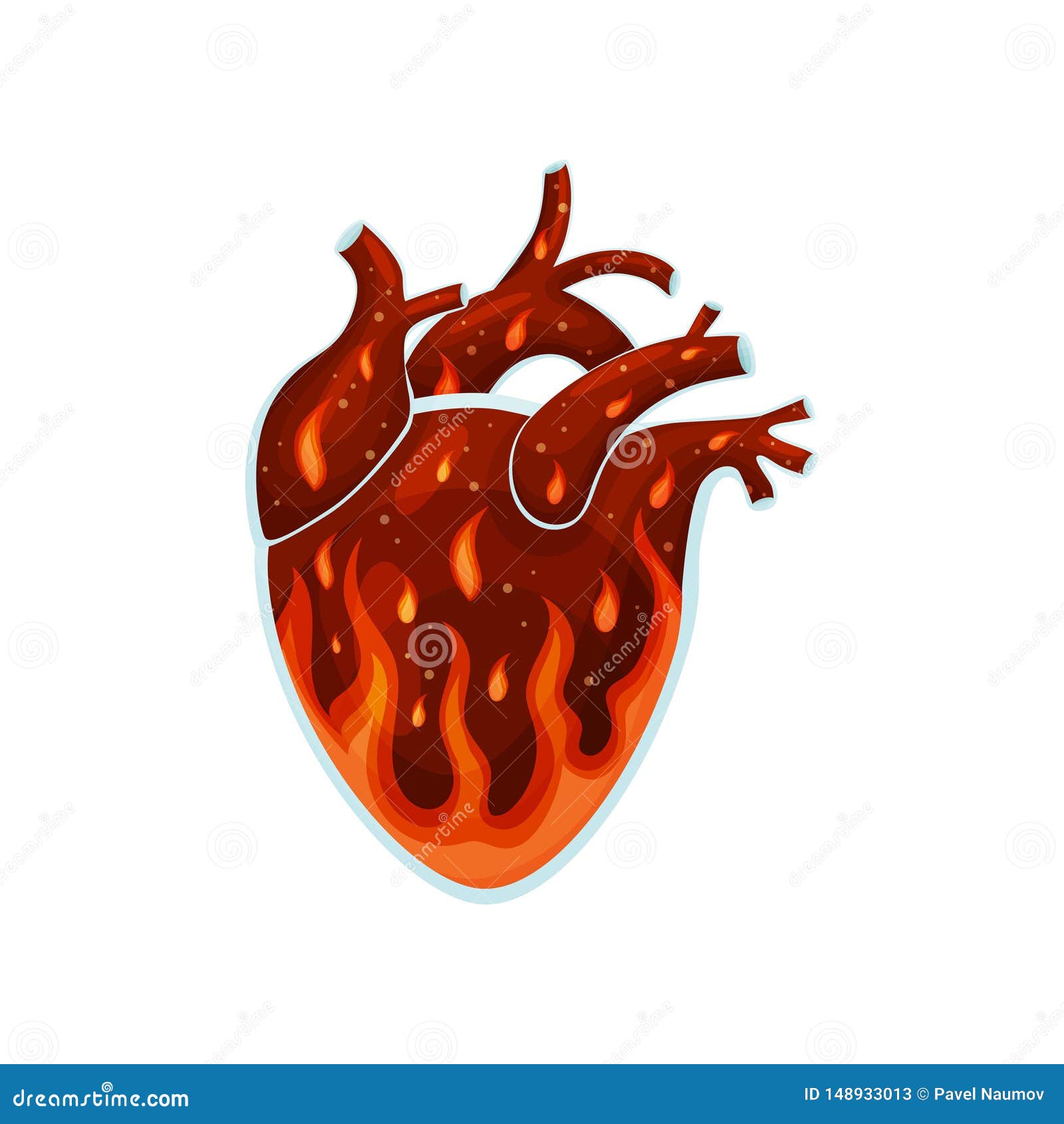 Fire Inside the Heart. Vector Illustration on White Background. Stock ...