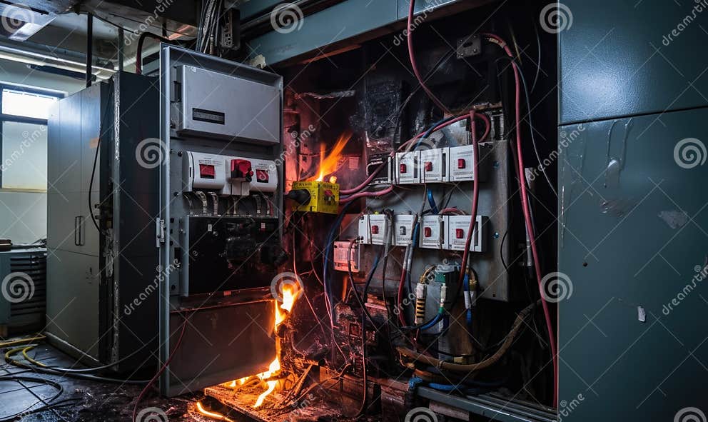 Fire Inside a Metal Cabinet Stock Illustration - Illustration of safety ...