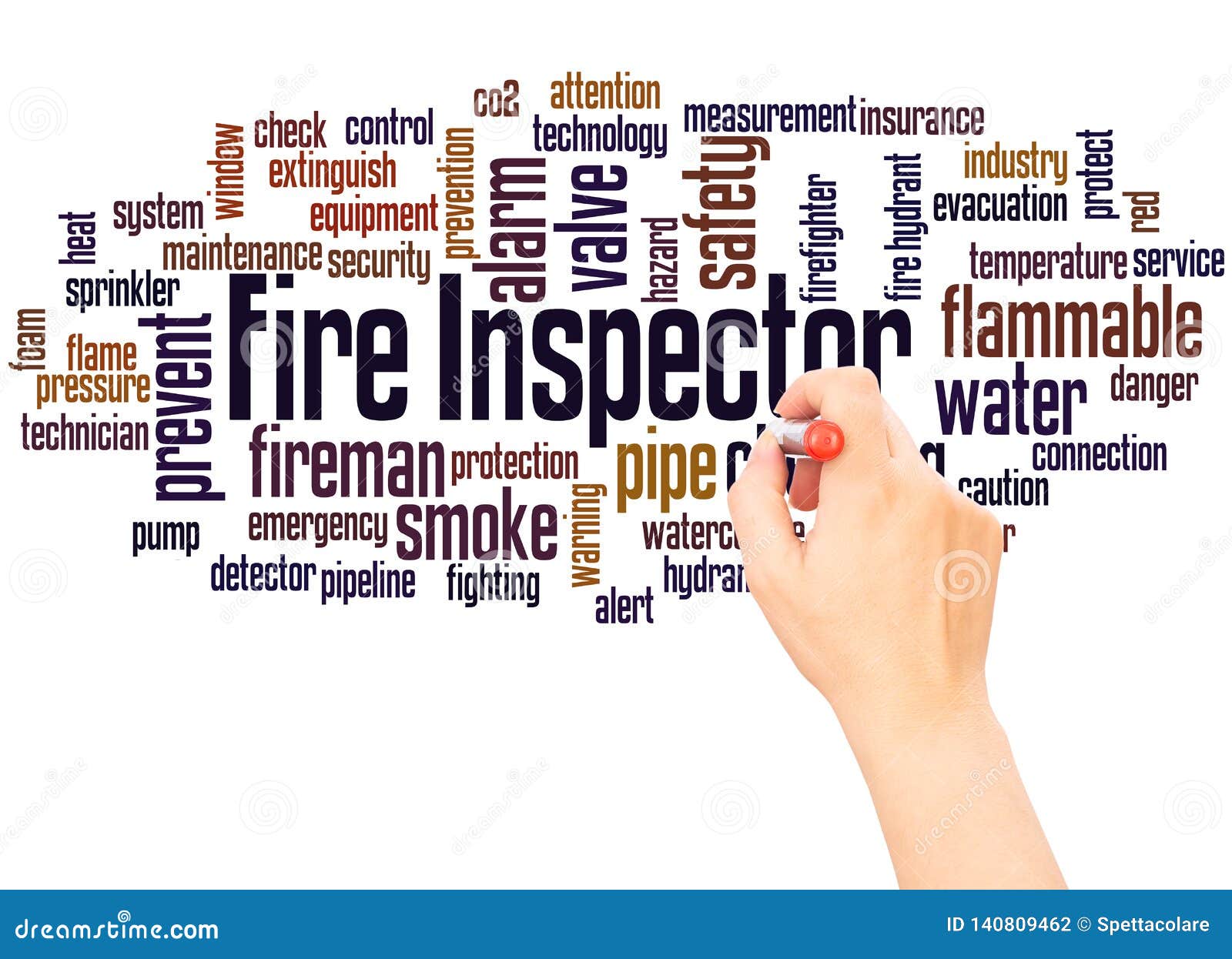 Fire Inspector Word Cloud Hand Writing Concept Stock Illustration ...