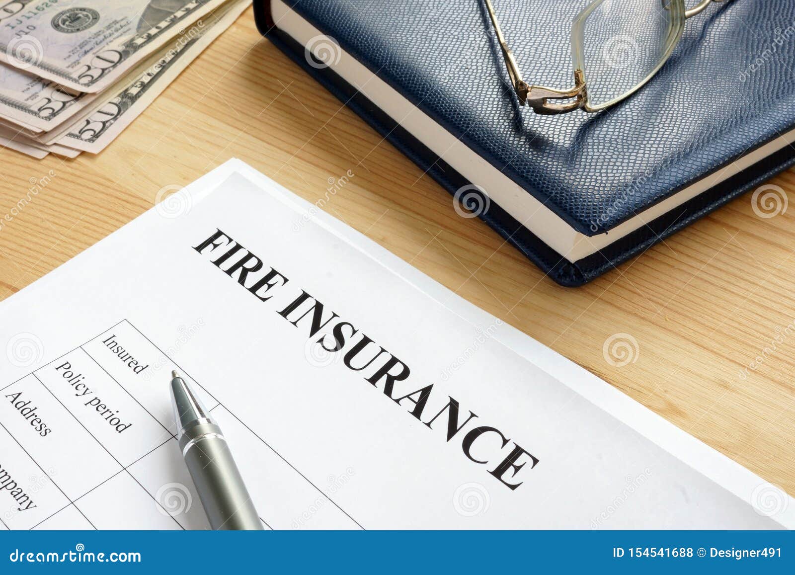 Fire Insurance Agreement with Pen. Stock Photo - Image of protection ...