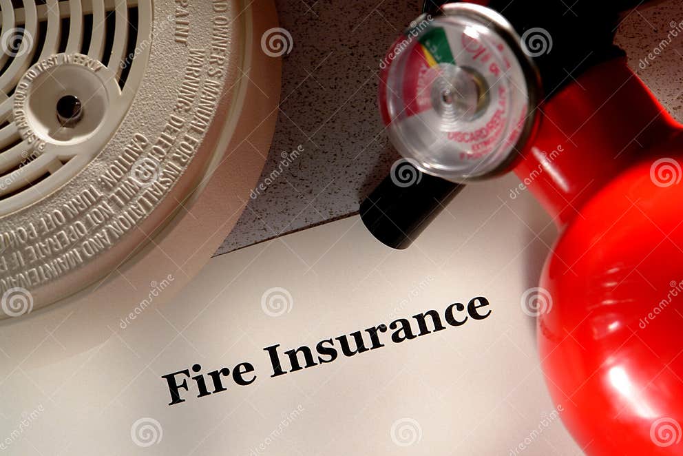 Fire Insurance Document and Safety Extinguisher Stock Photo - Image of ...