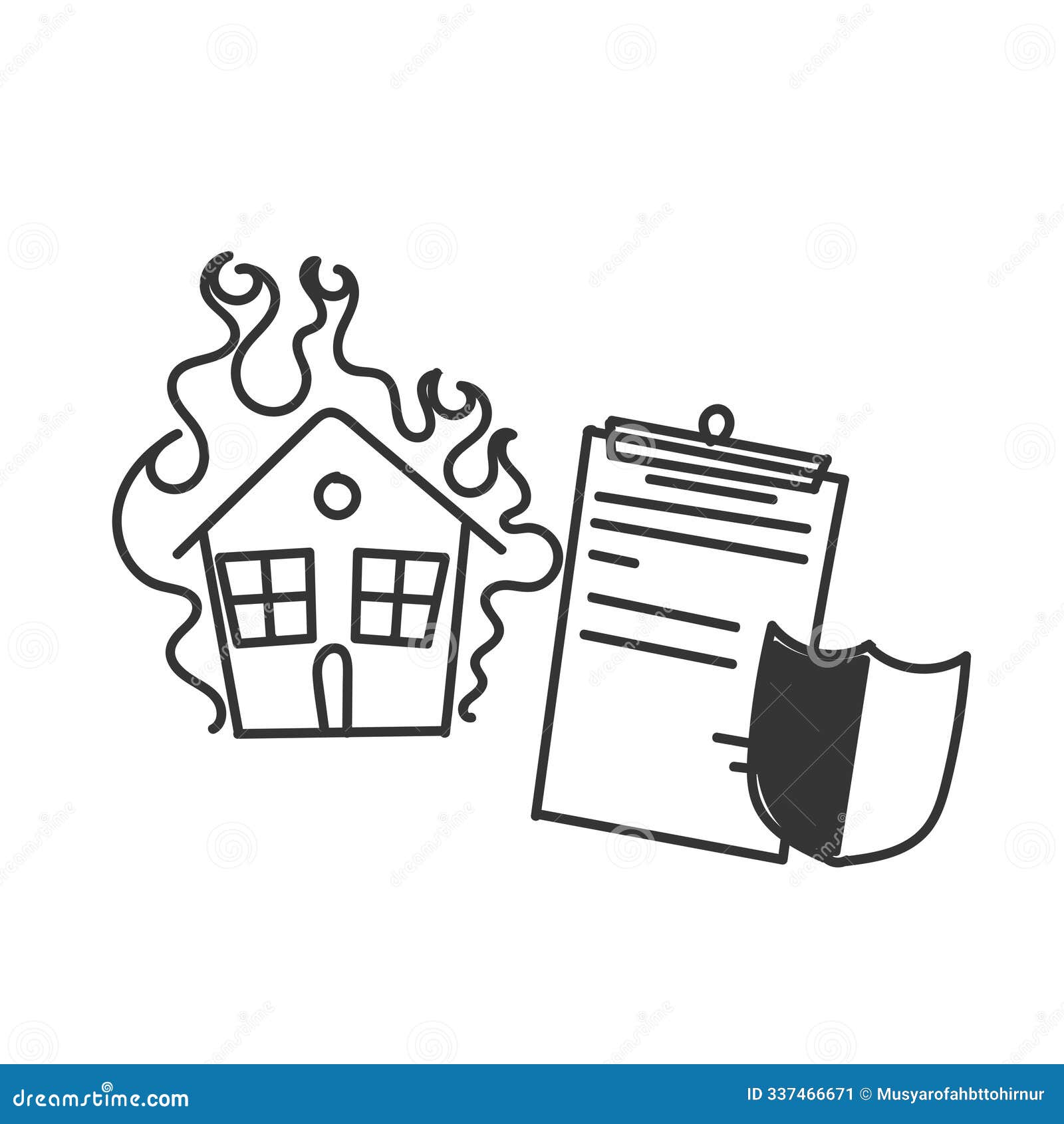 Fire Insurance Documents Illustration in Doodle Cartoon Style Stock ...