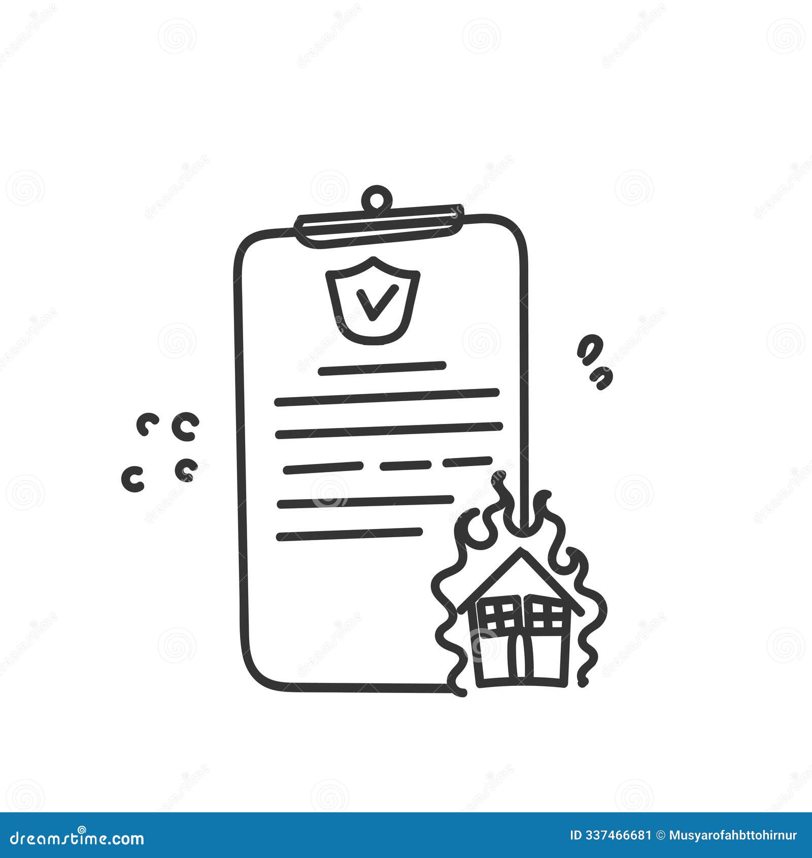 Fire Insurance Documents Illustration in Doodle Cartoon Style Stock ...