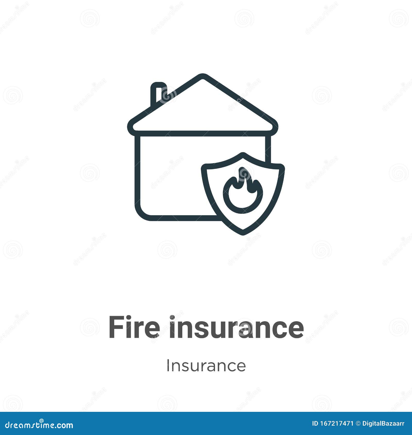Fire Insurance Outline Vector Icon. Thin Line Black Fire Insurance Icon ...
