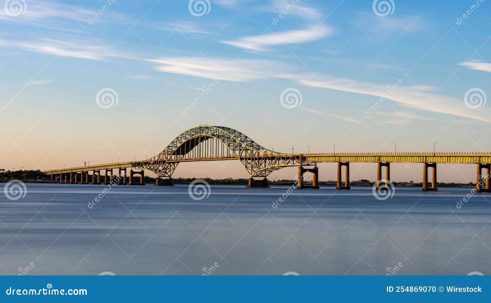 Fire Island Inlet Bridge at Sunrise. Editorial Image - Image of sunset ...