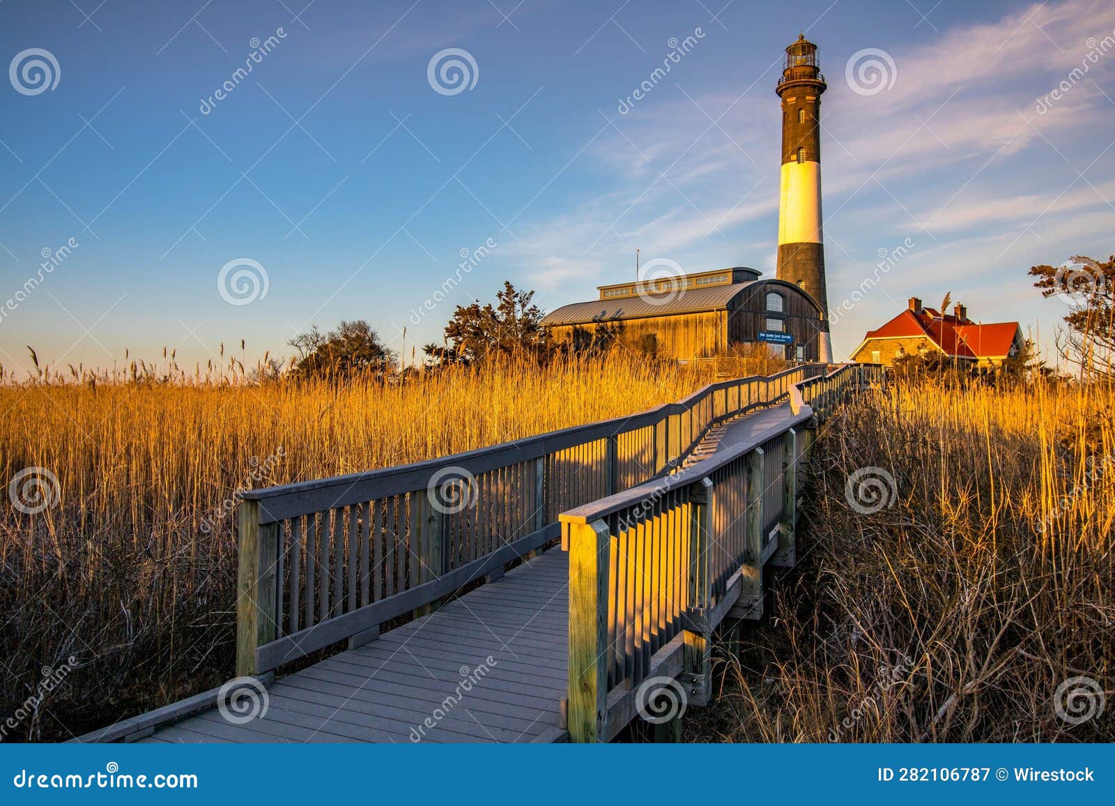 Fire Island Lighthouse with a Pathway Leading To a Picturesque Beach ...