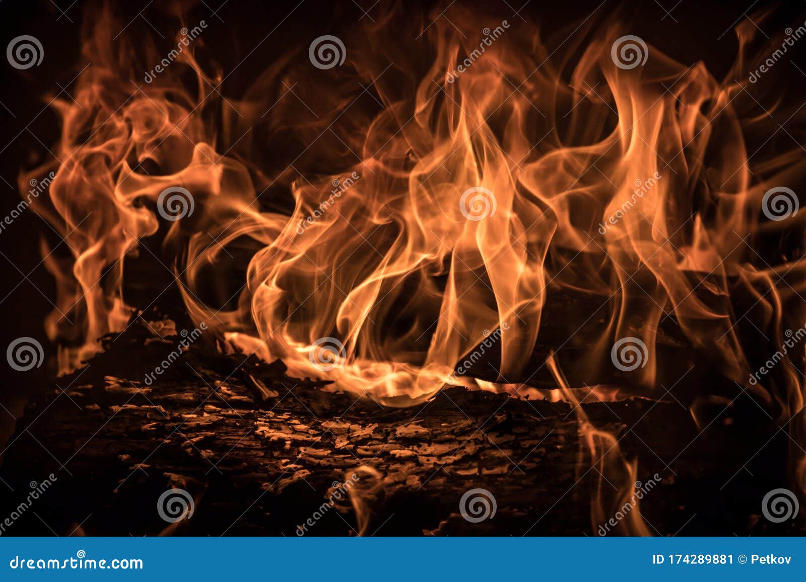 Flame of Fire Isolated Over Black Background Stock Image - Image of ...