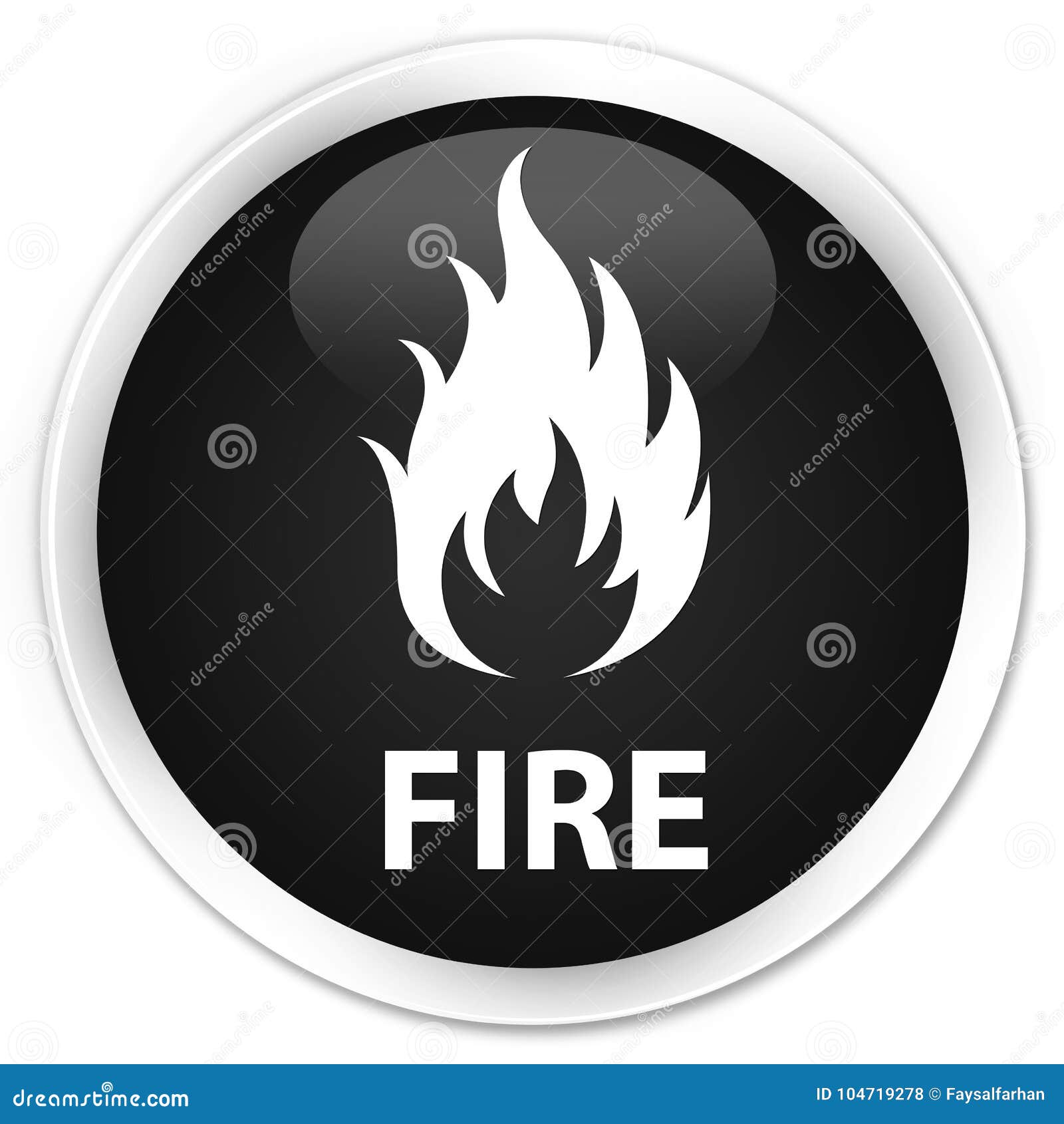 Fire Premium Black Round Button Stock Illustration - Illustration of ...