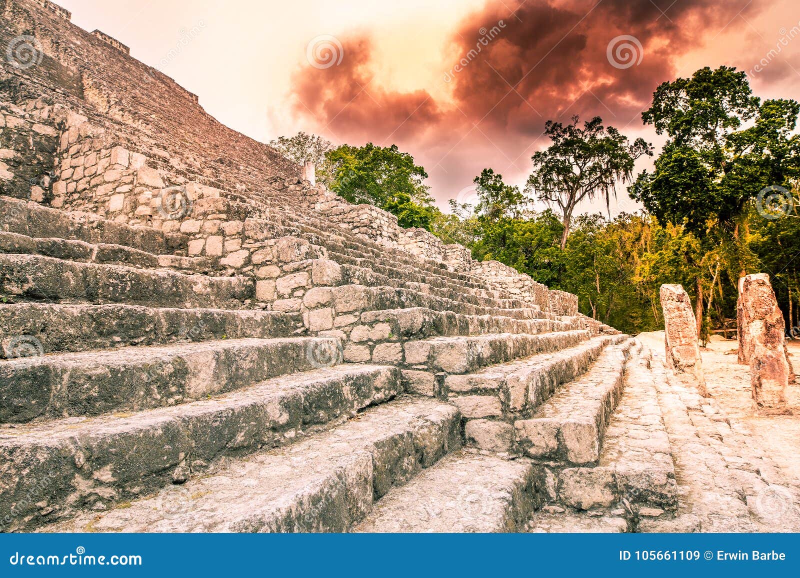 Fire in the Jungle - Yucatan - Mexico - Ancient Maya City Stock Image ...