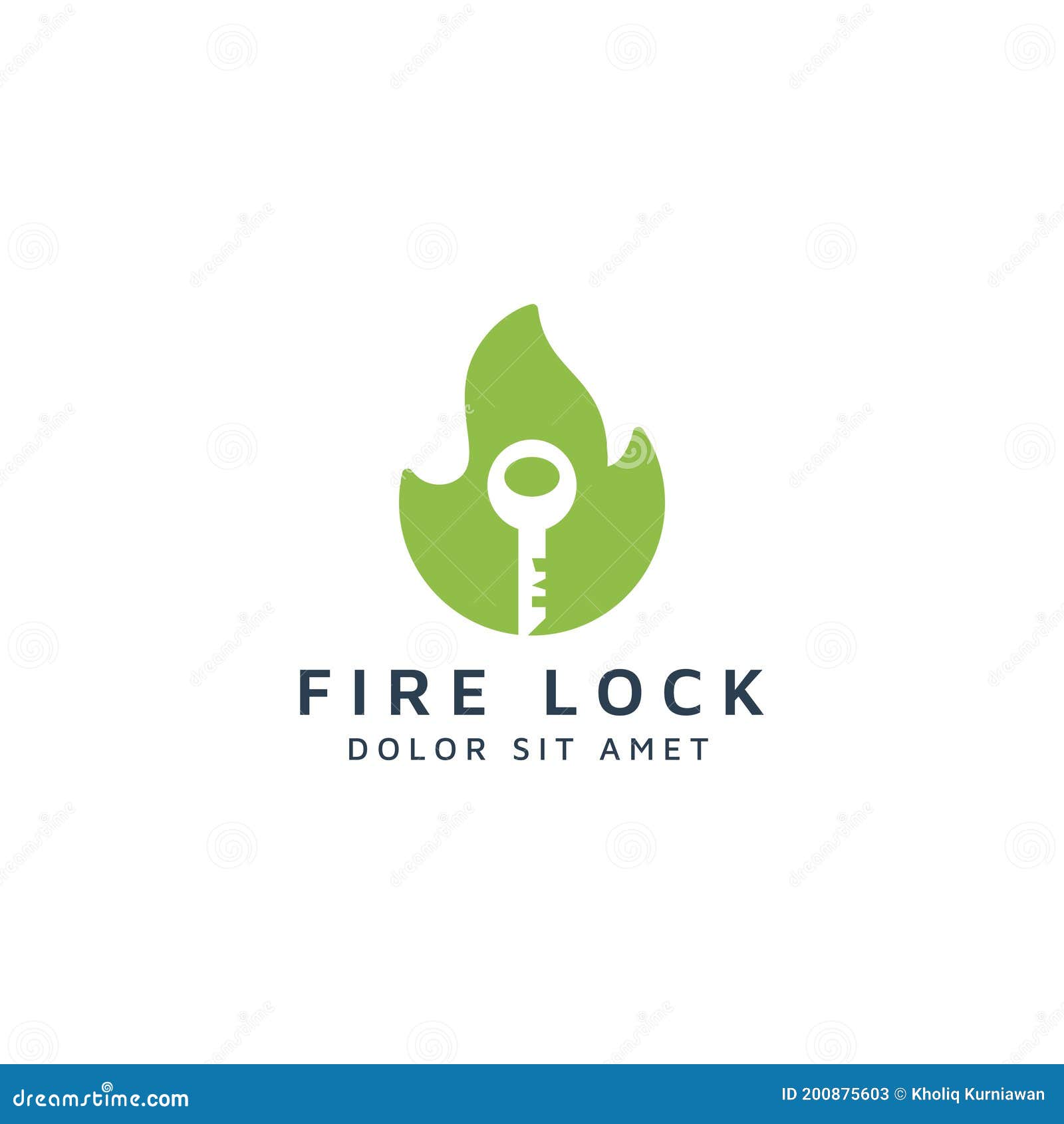Fire and Key Lock Negative Space Logo Design Stock Vector ...