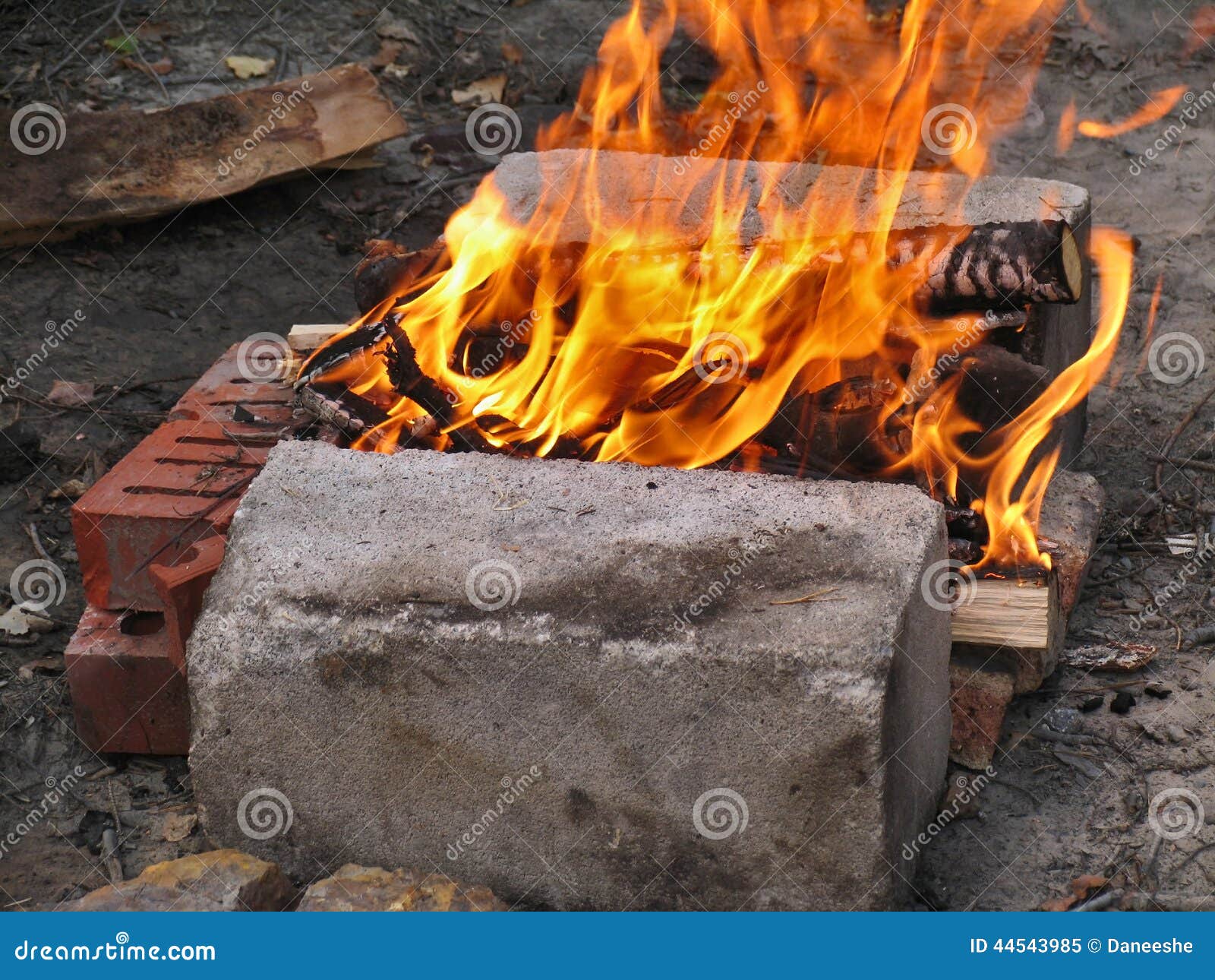 Fire, Kindled on the Fireplace Stock Image - Image of kindled, heat ...