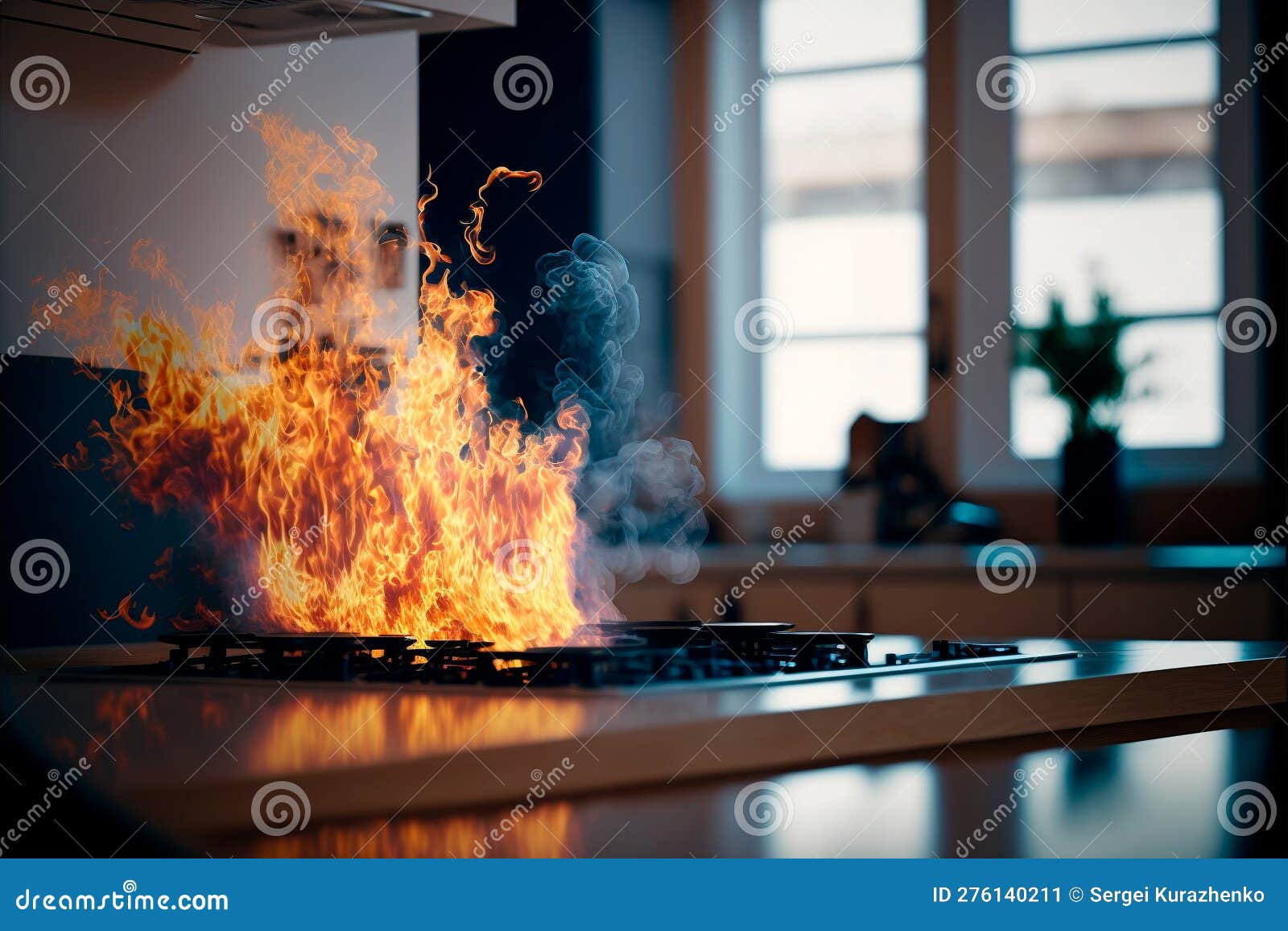 Fire in the Kitchen. the Concept of Fire from Gas Appliances Stock ...