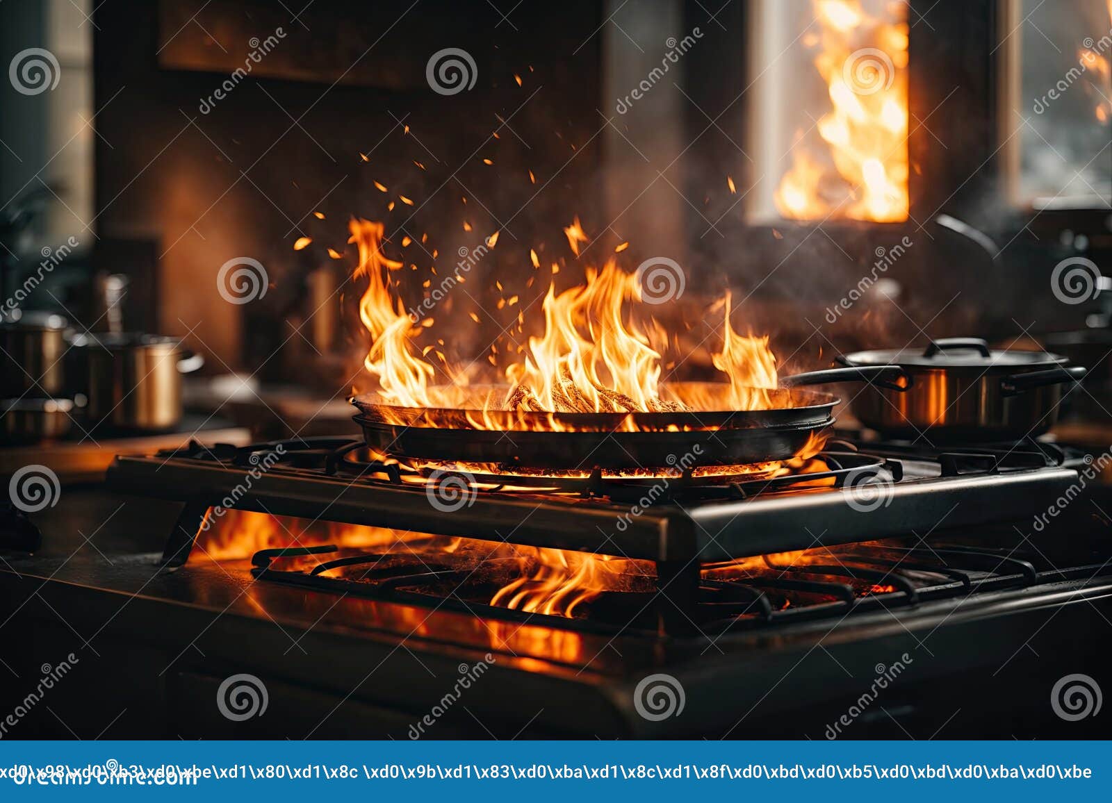 Fire in the Kitchen Stove Sharp Bright Light Bokeh. Ai Generative Stock ...