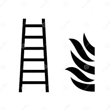 Fire Ladder Black Icon, Vector Illustration, Isolate on White ...