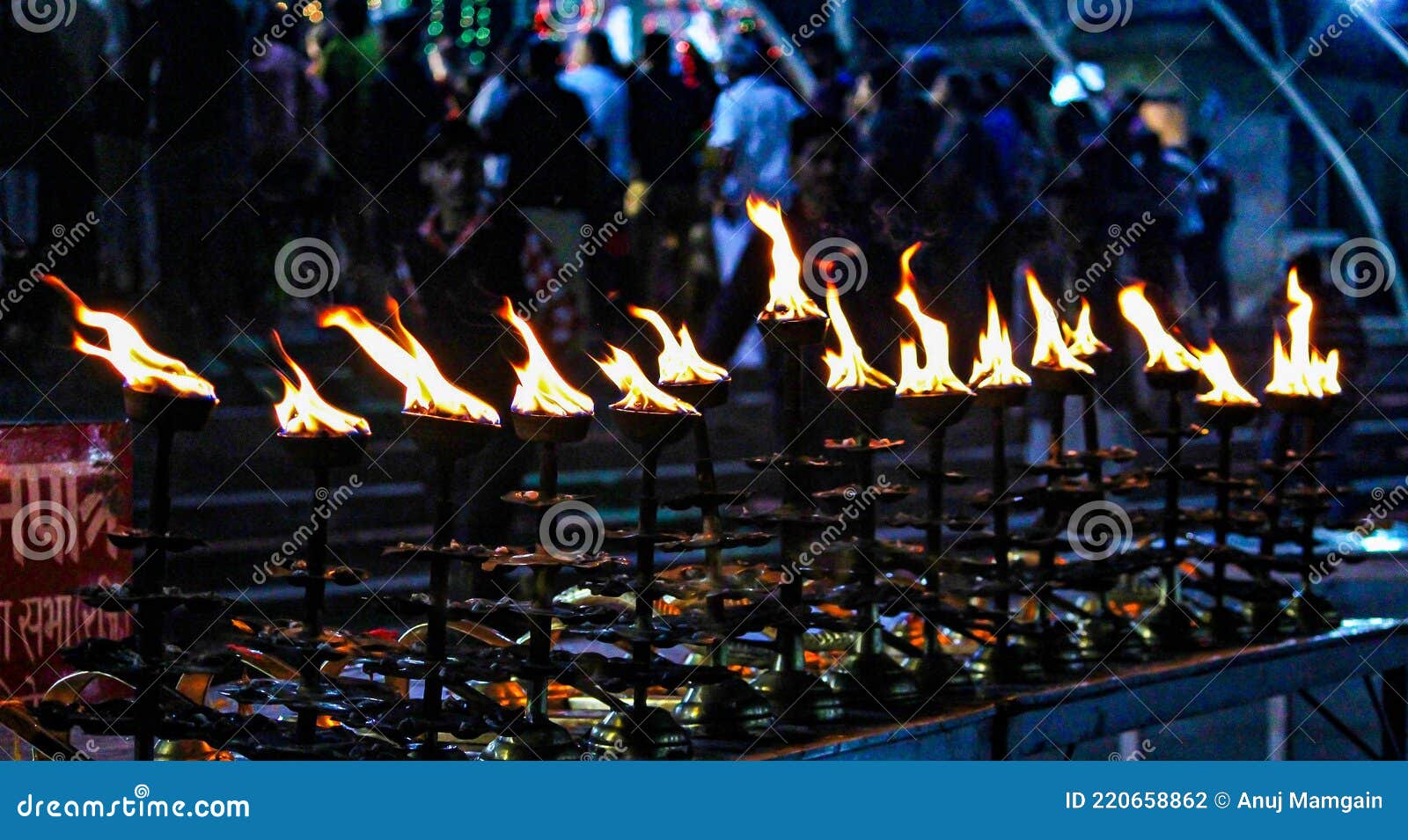 The Lit Fire In Oil Lamp In Temple. Royalty-Free Stock Photography ...