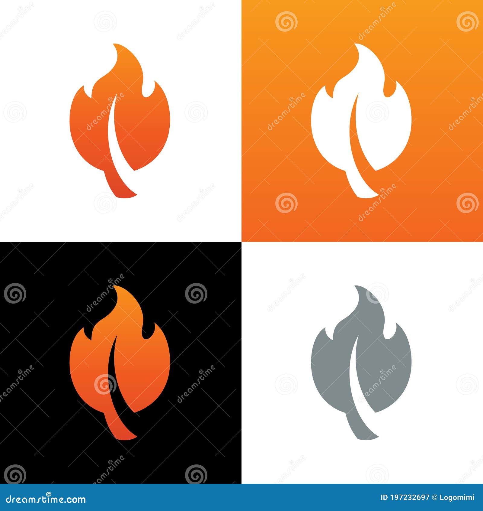 Fire Leaf Logo Template, Leaf and Flame Icon Design, Vector ...
