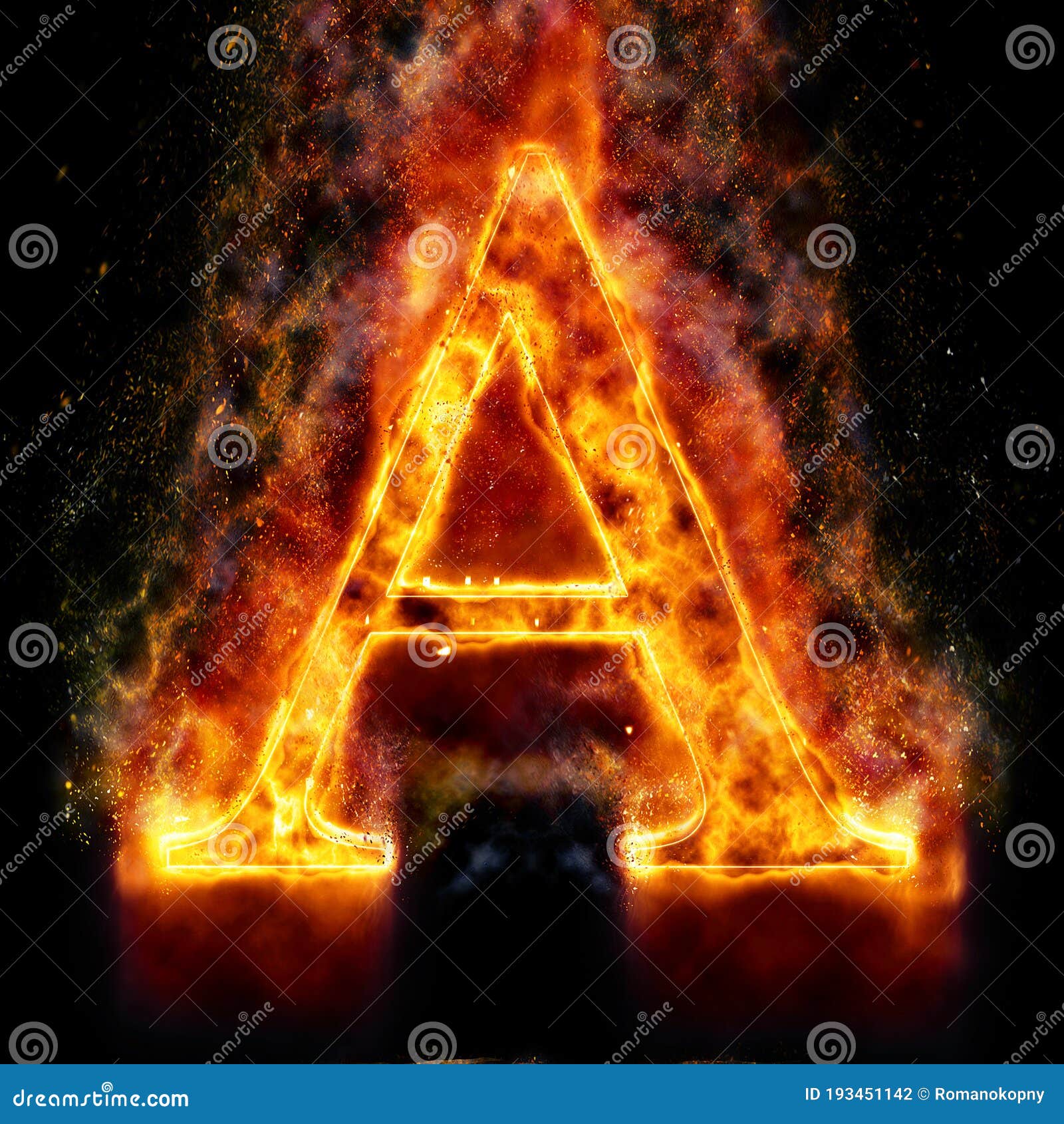 Fire letter a stock illustration. Illustration of design - 193451142