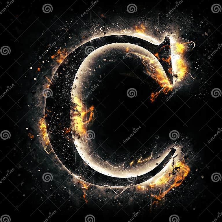 Fire letter C stock illustration. Illustration of flame - 50877579