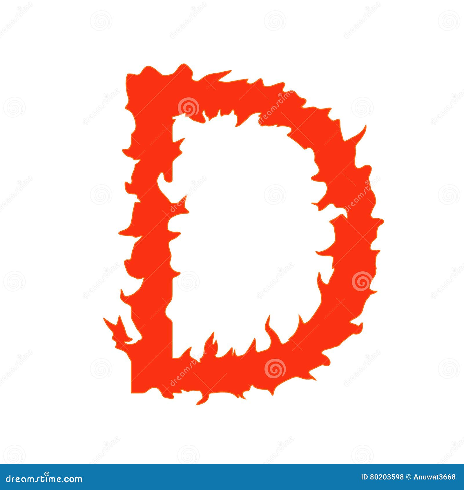Fire Letter D Isolated on White Background Stock Illustration ...