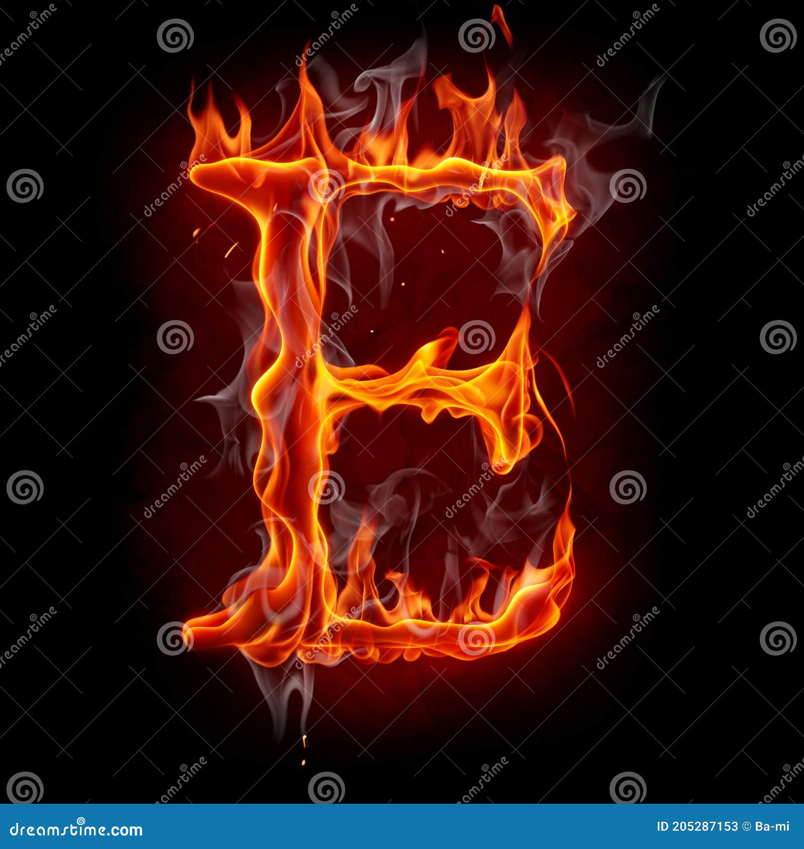 Fire Letter Isolated on Black Background Stock Illustration ...