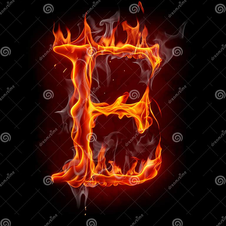 Fire Letter Isolated on Black Background Stock Illustration ...