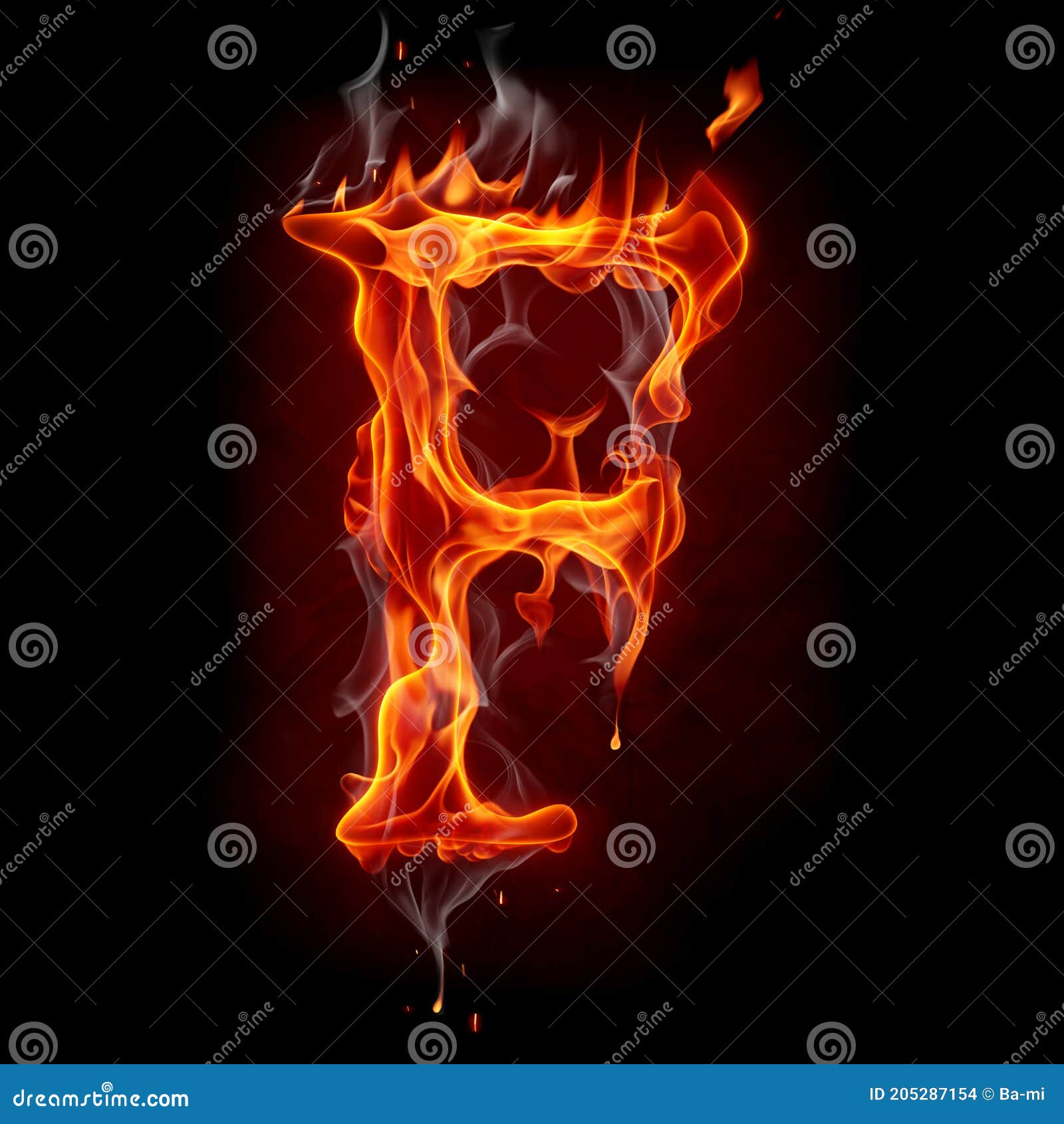 Fire Letter Isolated on Black Background Stock Illustration ...