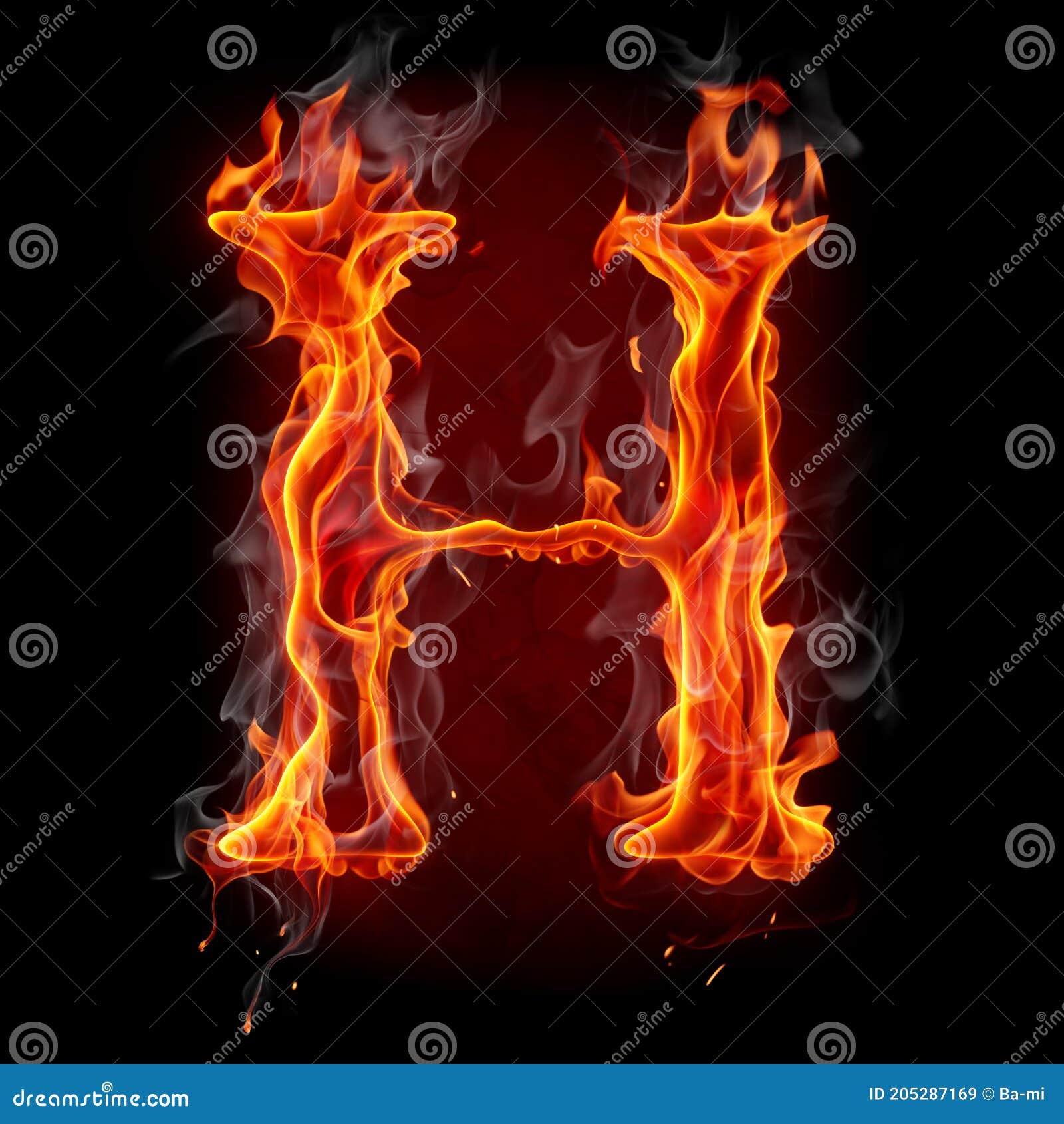 Fire Letter Isolated on Black Background Stock Illustration ...