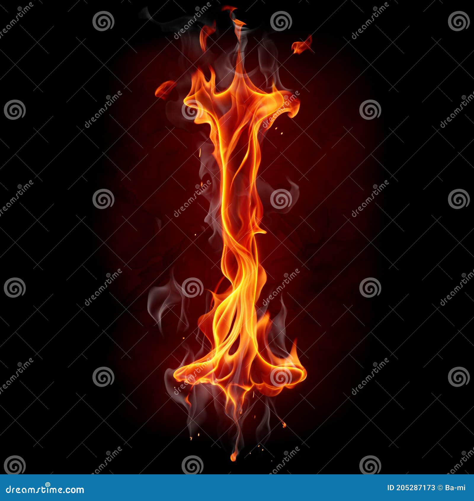 Fire Letter Isolated on Black Background Stock Illustration ...