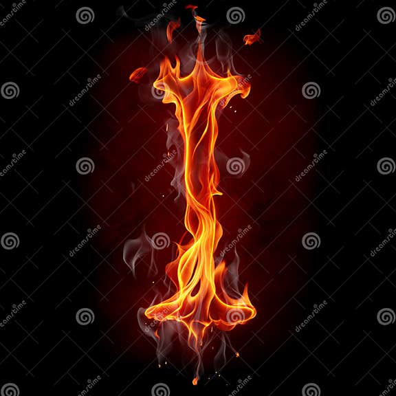 Fire Letter Isolated on Black Background Stock Illustration ...
