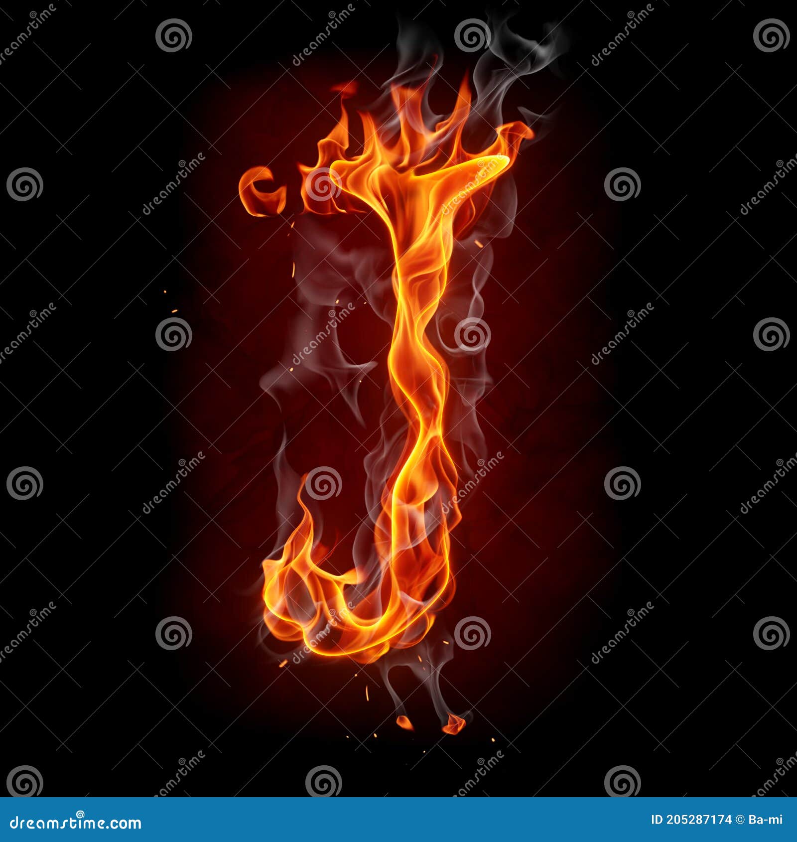 Fire Letter Isolated on Black Background Stock Illustration ...