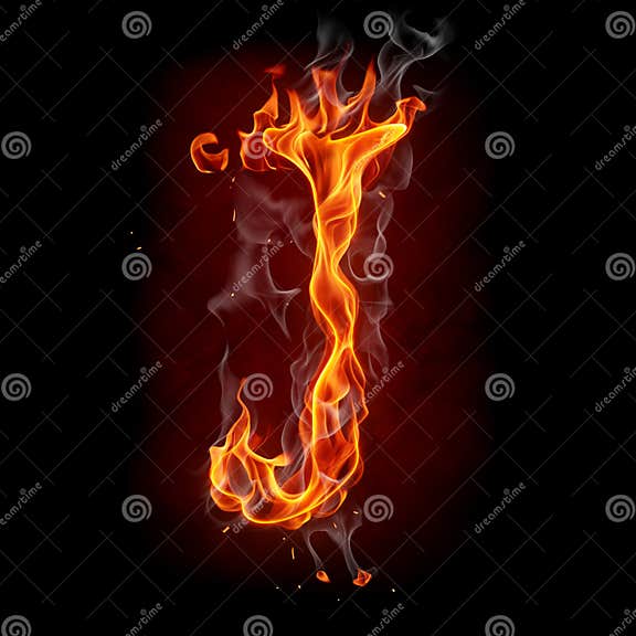 Fire Letter Isolated on Black Background Stock Illustration ...