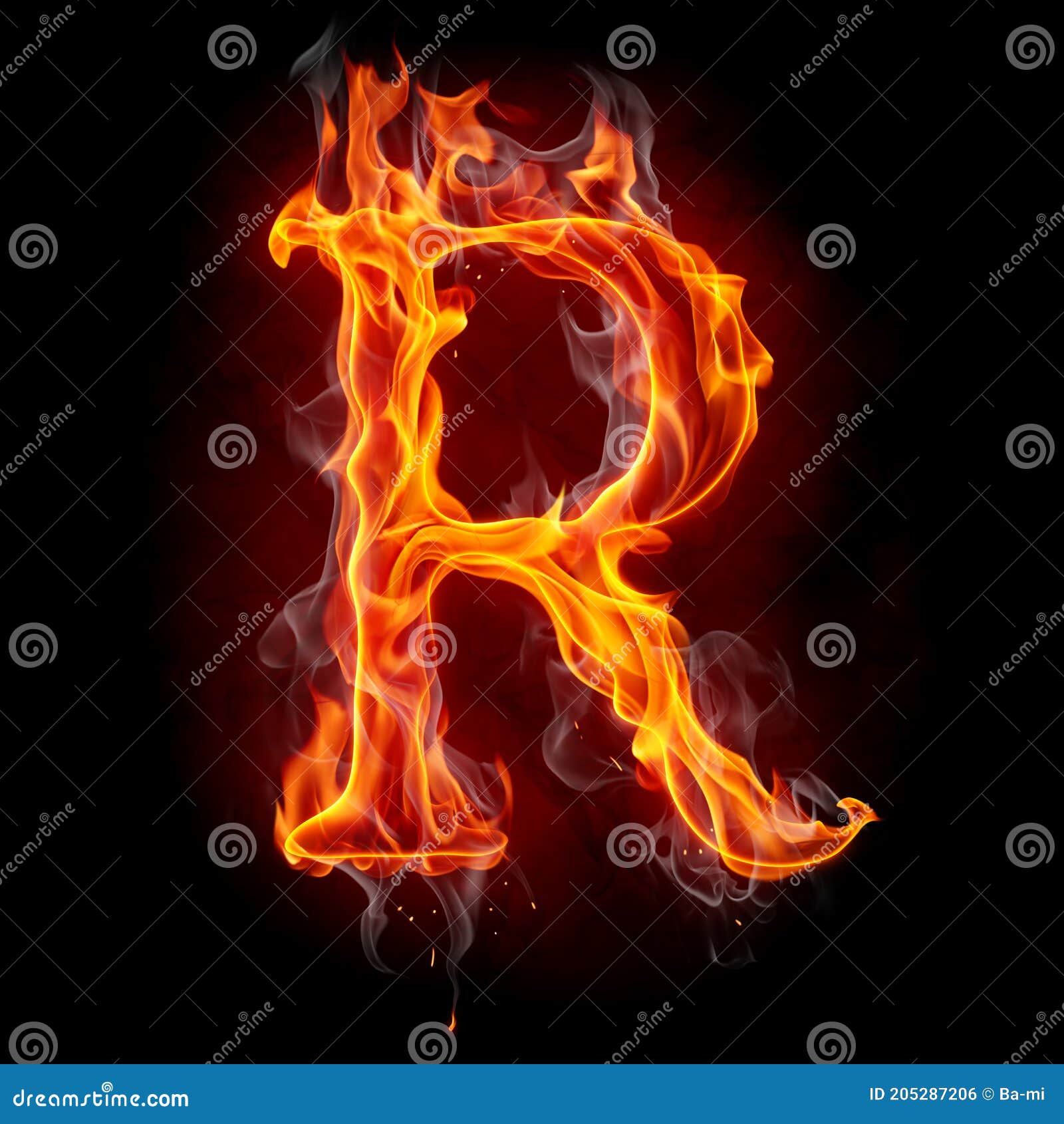 Fire Letter Isolated on Black Background Stock Illustration ...