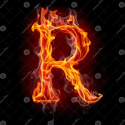 Fire Letter Isolated on Black Background Stock Illustration ...