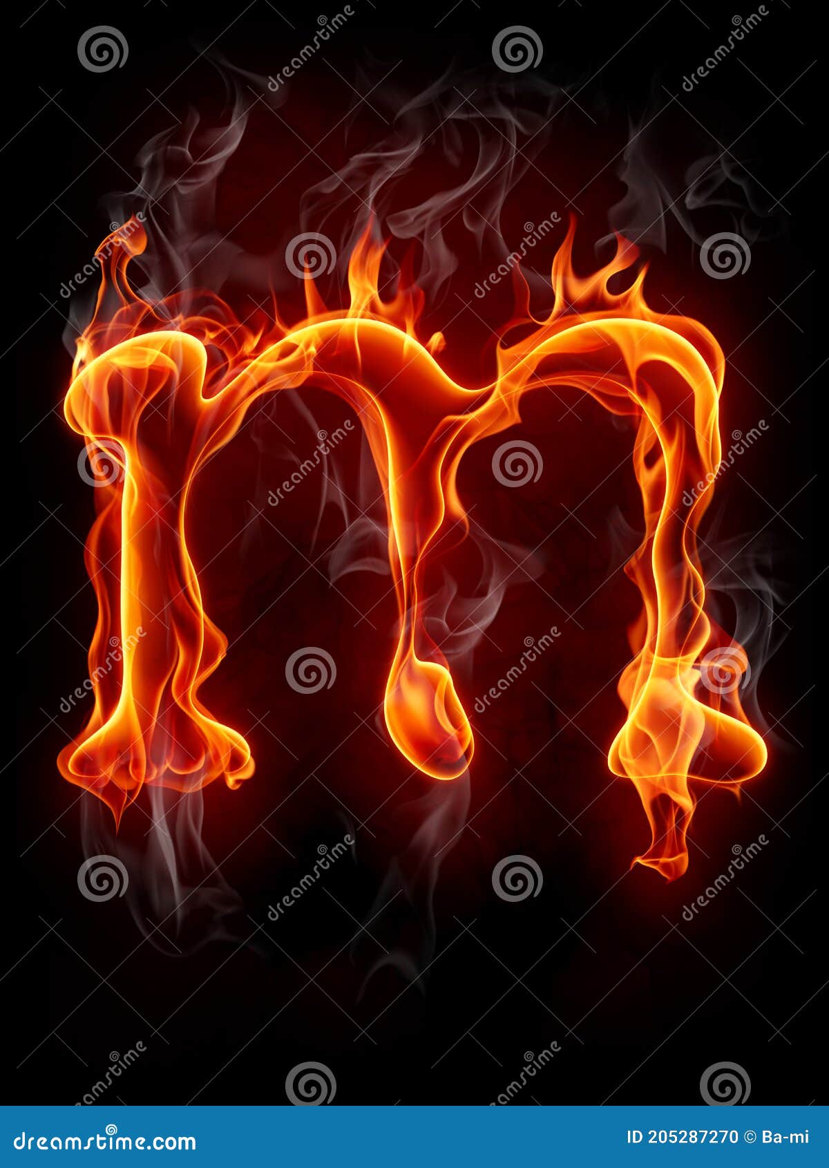 Fire Letter Isolated on Black Background Stock Illustration ...