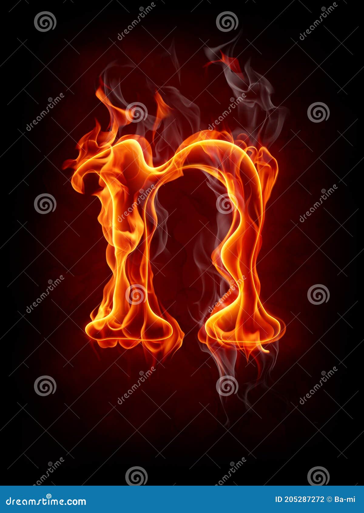 Fire Letter Isolated on Black Background Stock Illustration ...