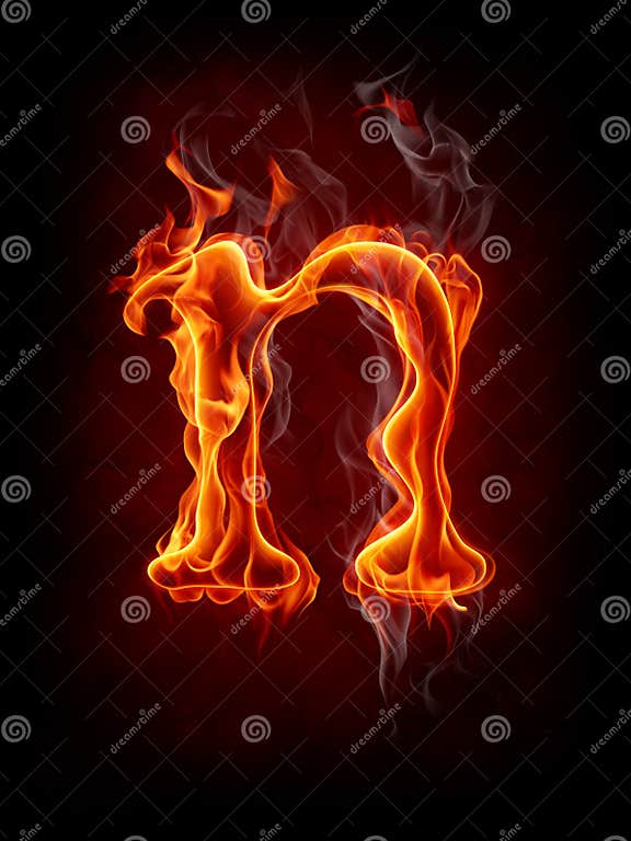 Fire Letter Isolated on Black Background Stock Illustration ...
